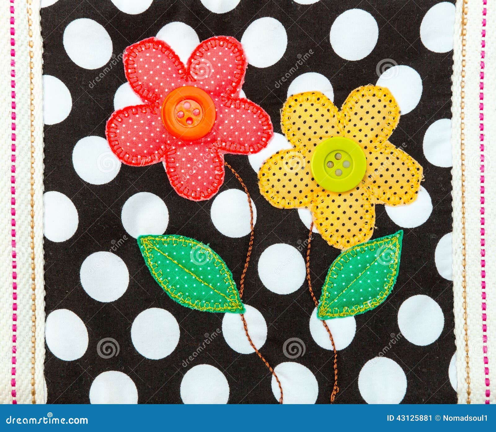 Cotton Embroidery Art with Flowers Stock Image - Image of hobby ...