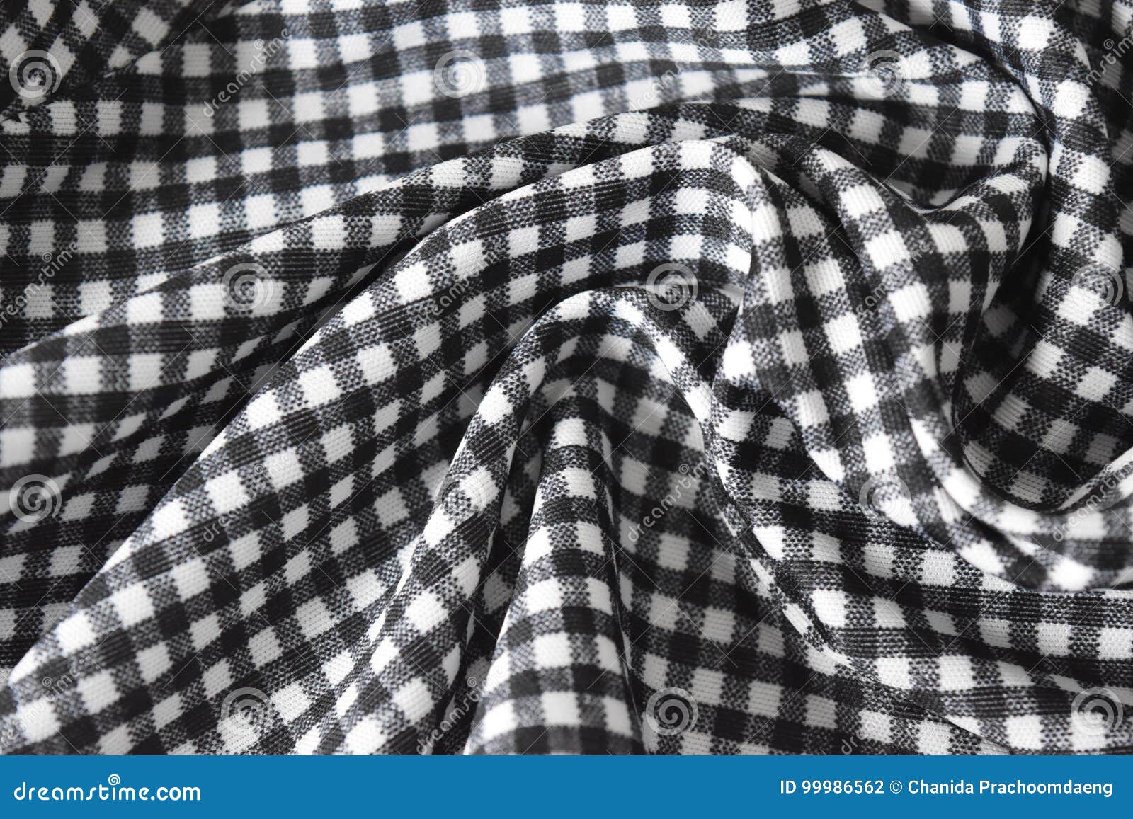 Cotton Fabric Natural and Has a Soft Ripple. Grid Pattern Black and ...