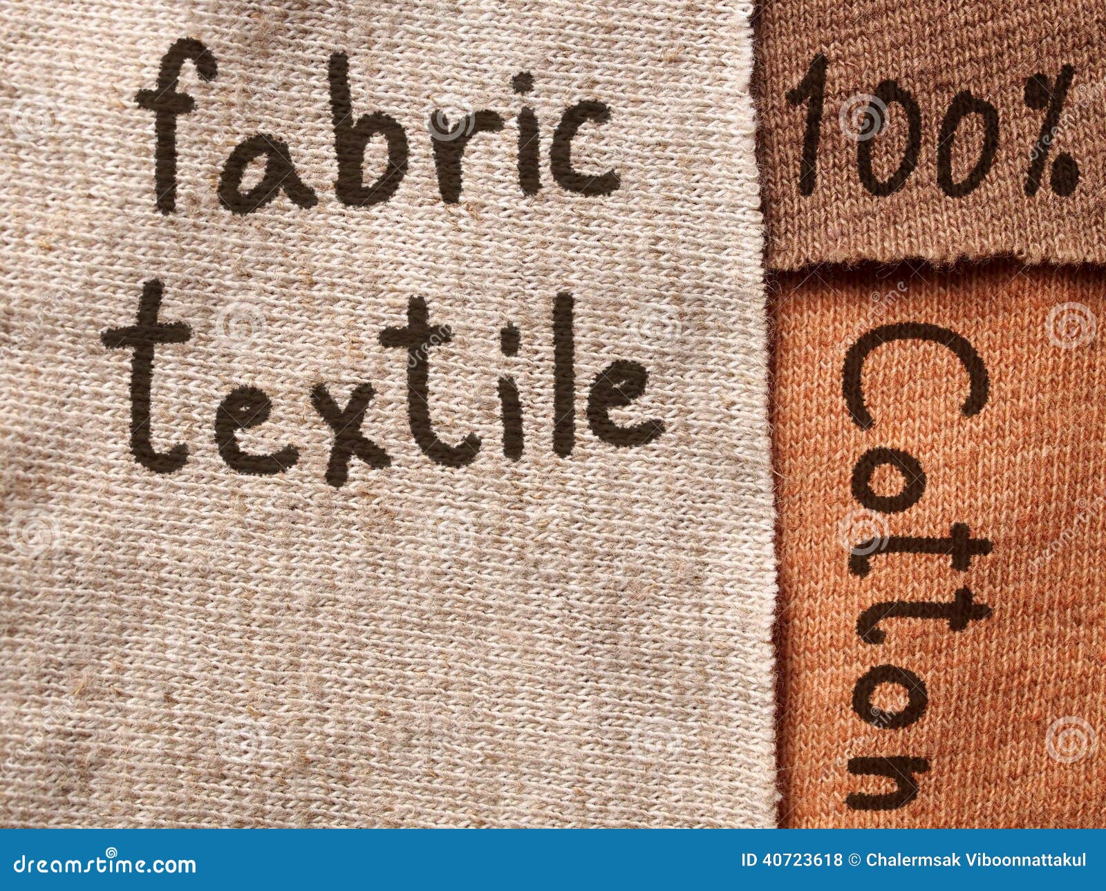 Cotton Fabric Textile with Text Stock Photo - Image of surface, design ...