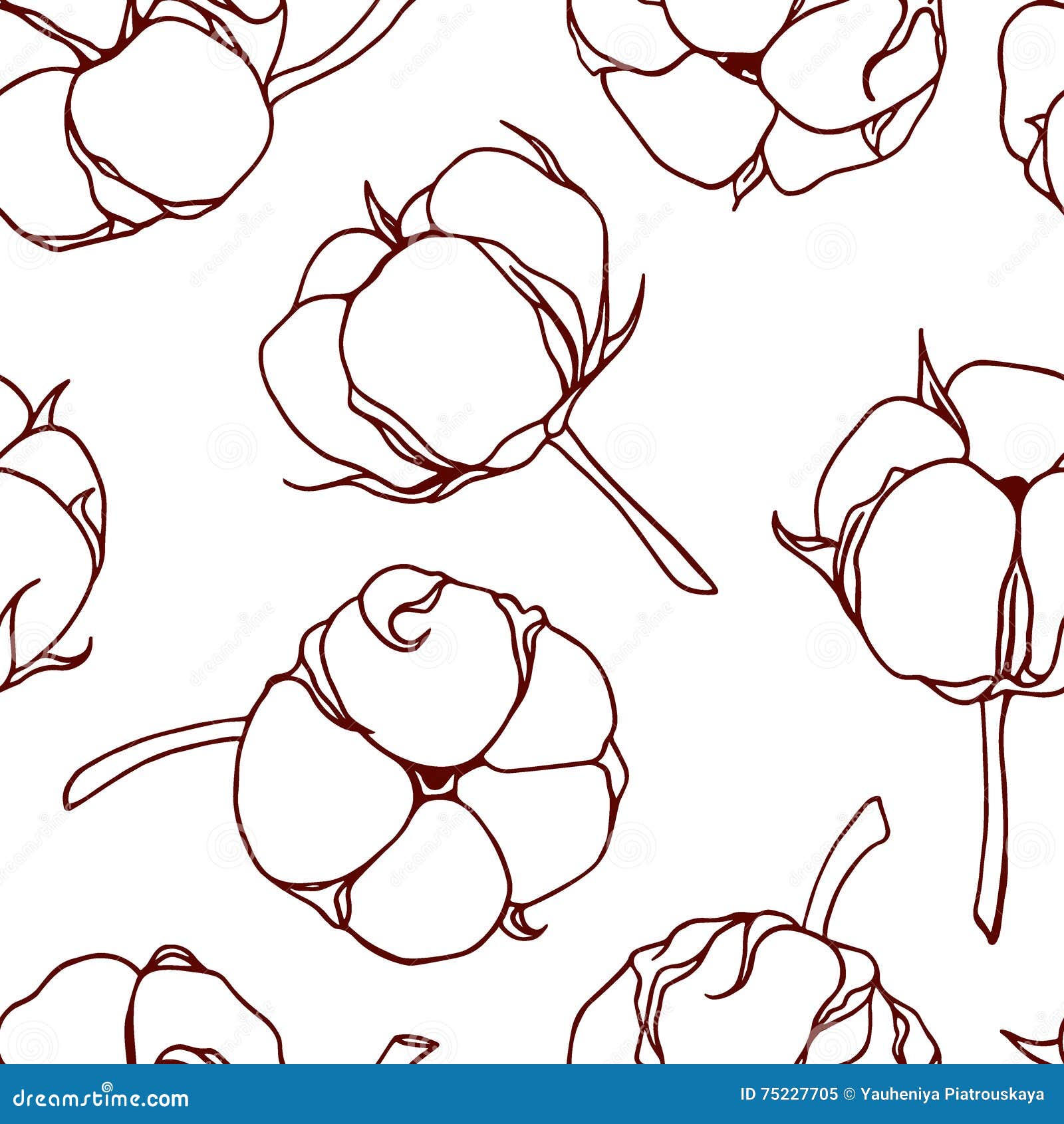Cotton flowers pattern stock vector. Illustration of design - 75227705