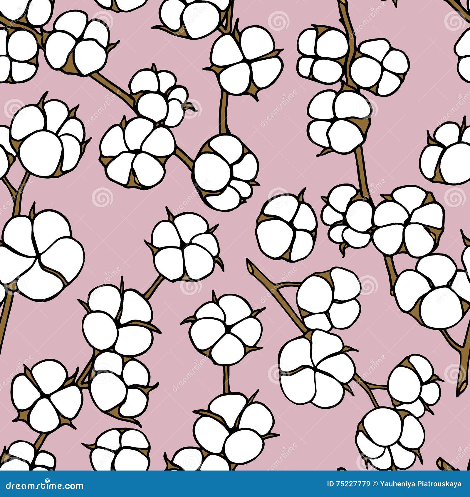 Cotton flowers pattern stock vector. Illustration of beautiful - 75227779