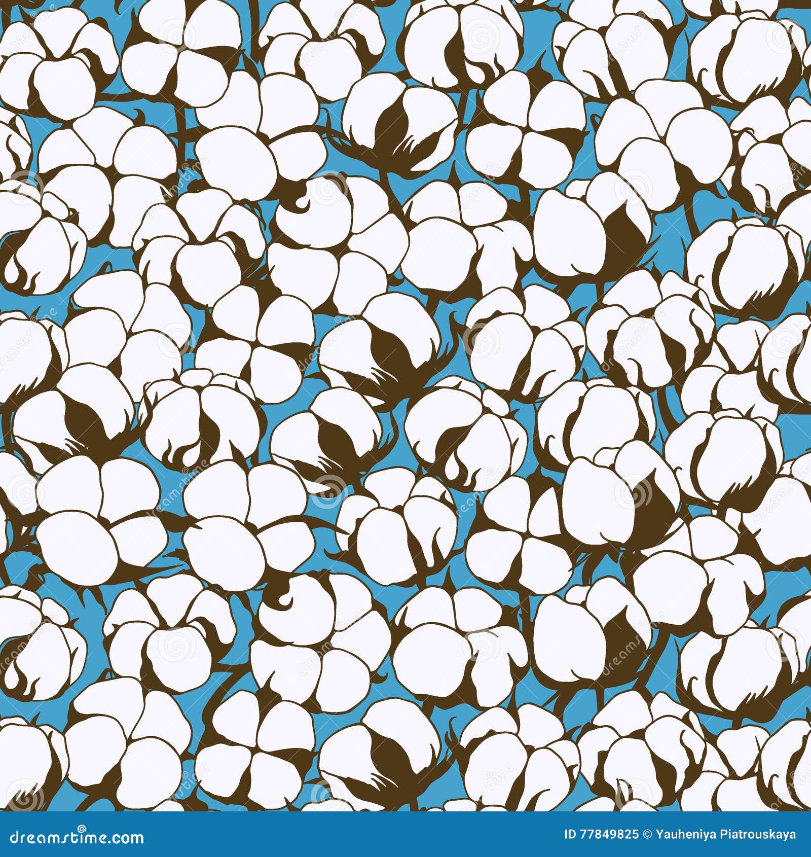 Cotton flowers pattern stock vector. Illustration of farm - 77849825