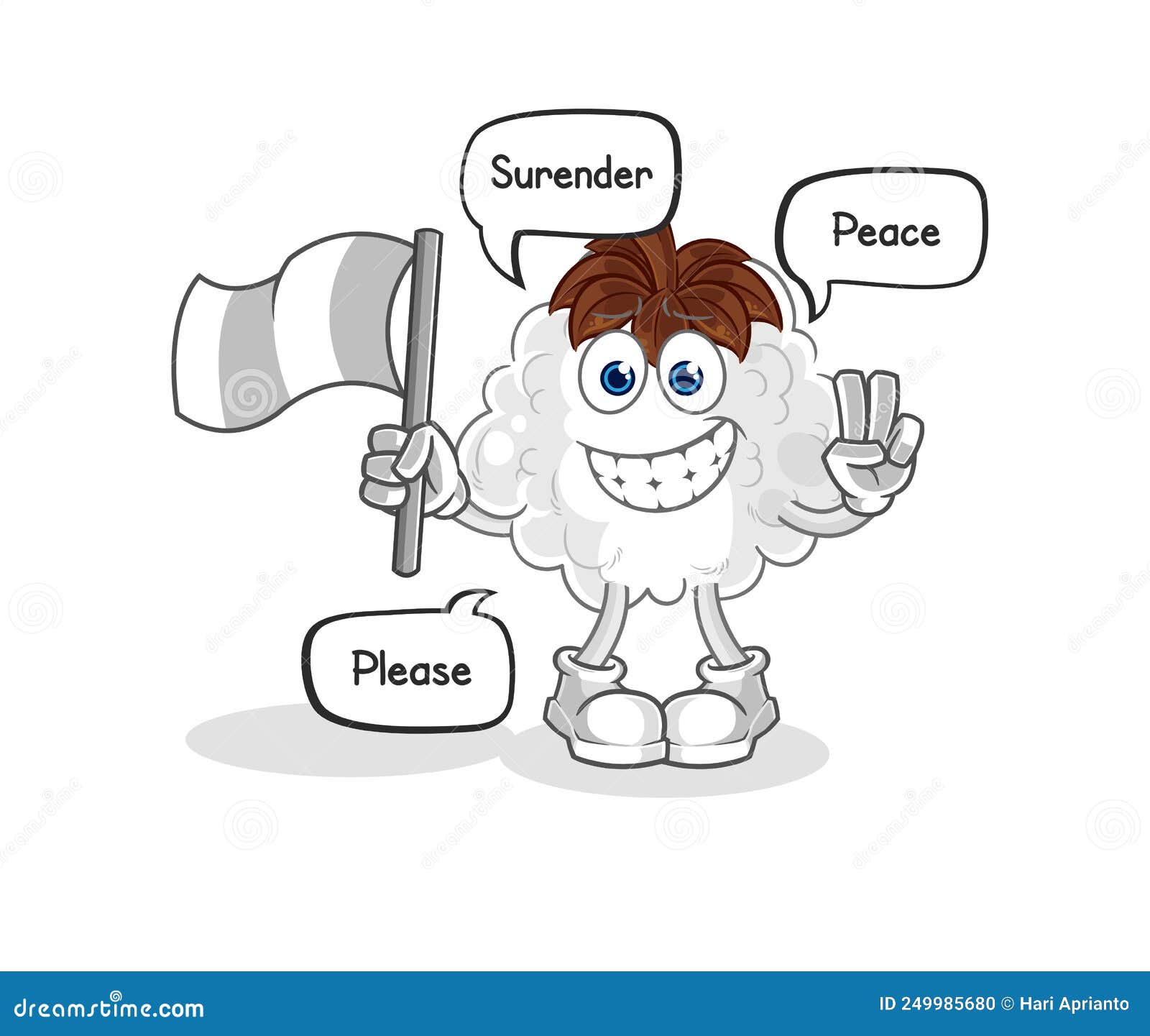 Cotton Hold Surrender Flag Mascot. Cartoon Vector Stock Vector ...