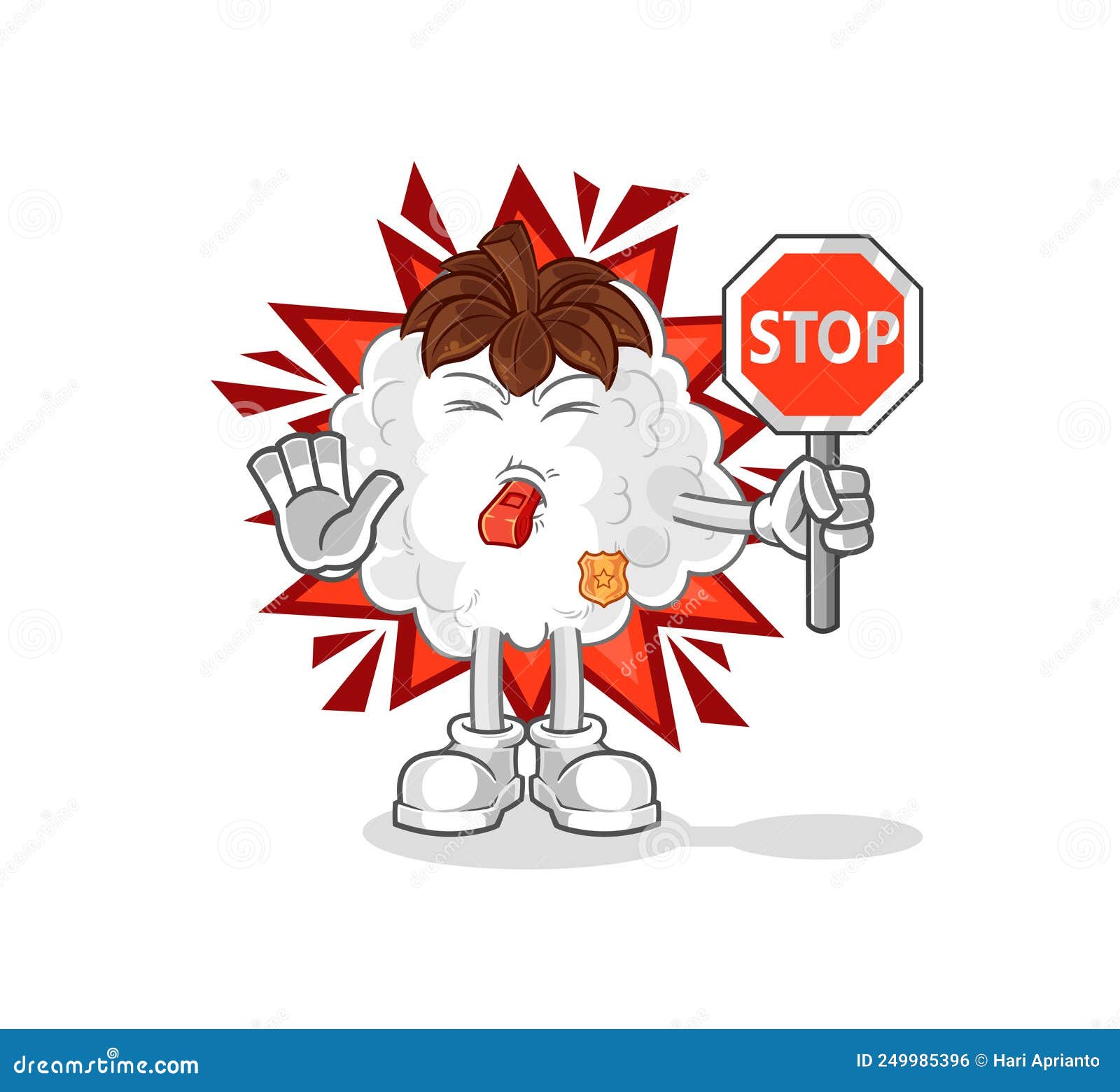 Cotton Holding Stop Sign. Cartoon Mascot Vector Stock Vector ...