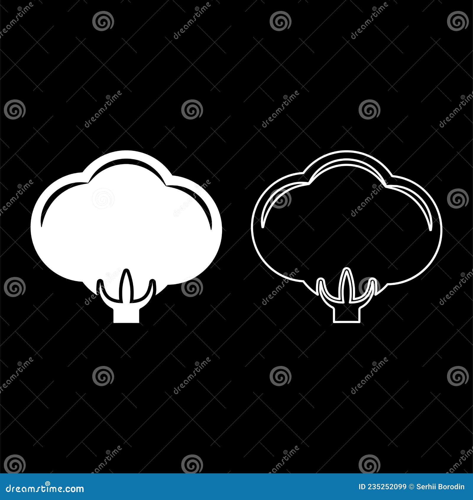 Cotton Icon White Color Vector Illustration Flat Style Image Set Stock Vector - Illustration of ...