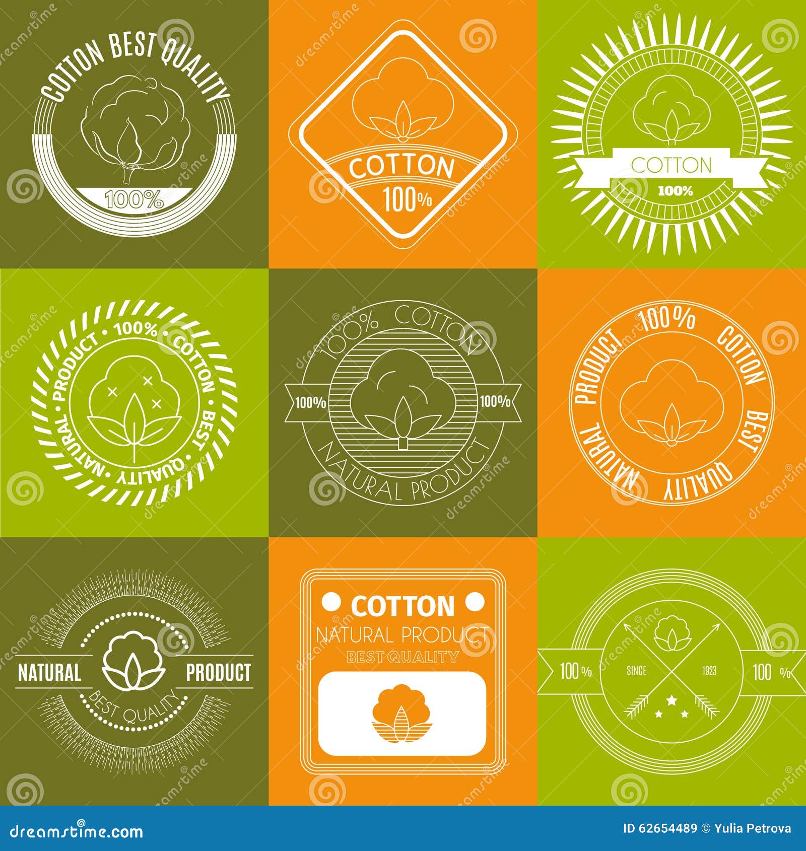 Cotton Icons or Labels Set. Stock Vector - Illustration of emblem ...