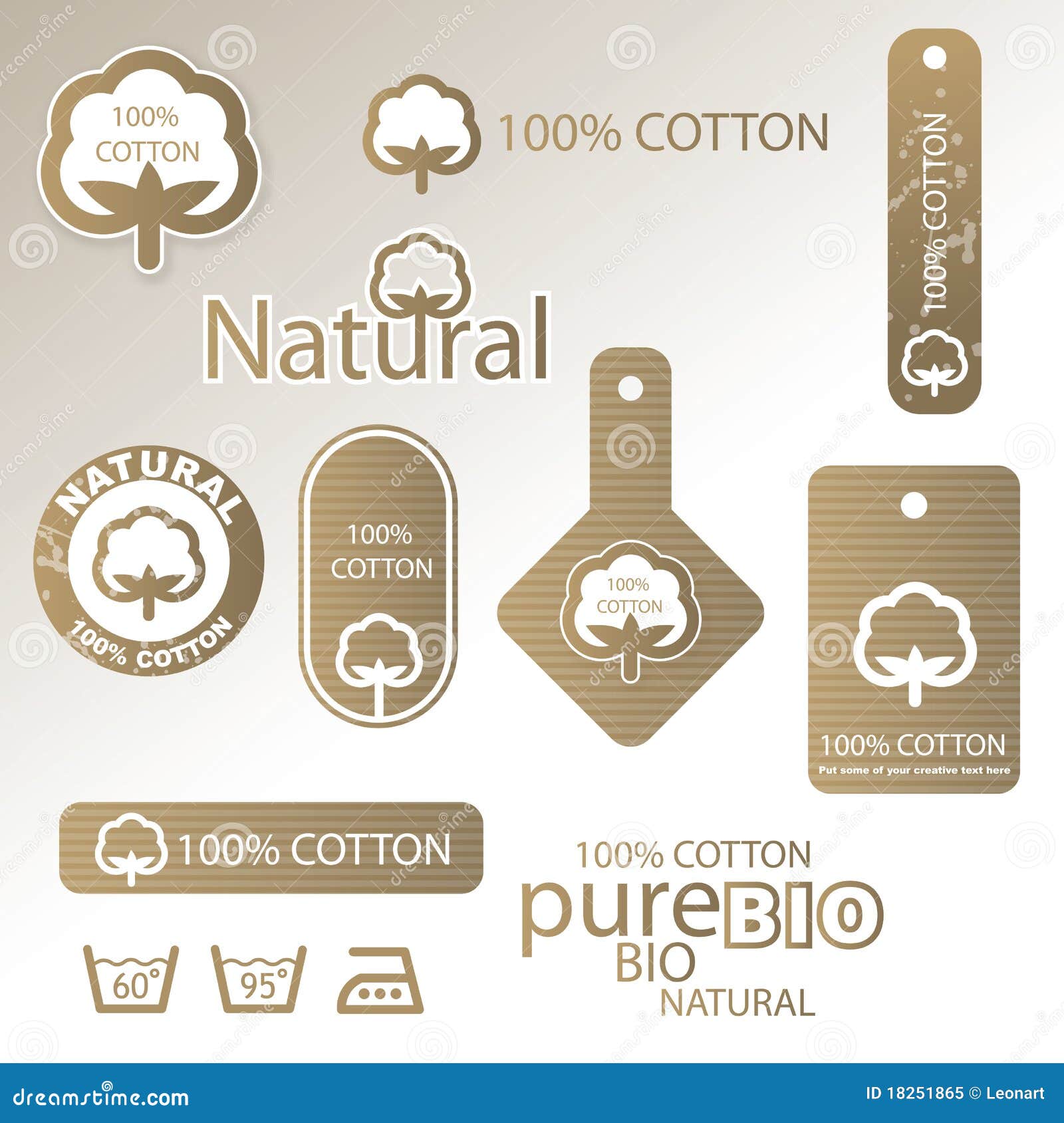 Cotton Labels Or Logo For Pure 100 Percent Natural Cotton Textile Tags ...