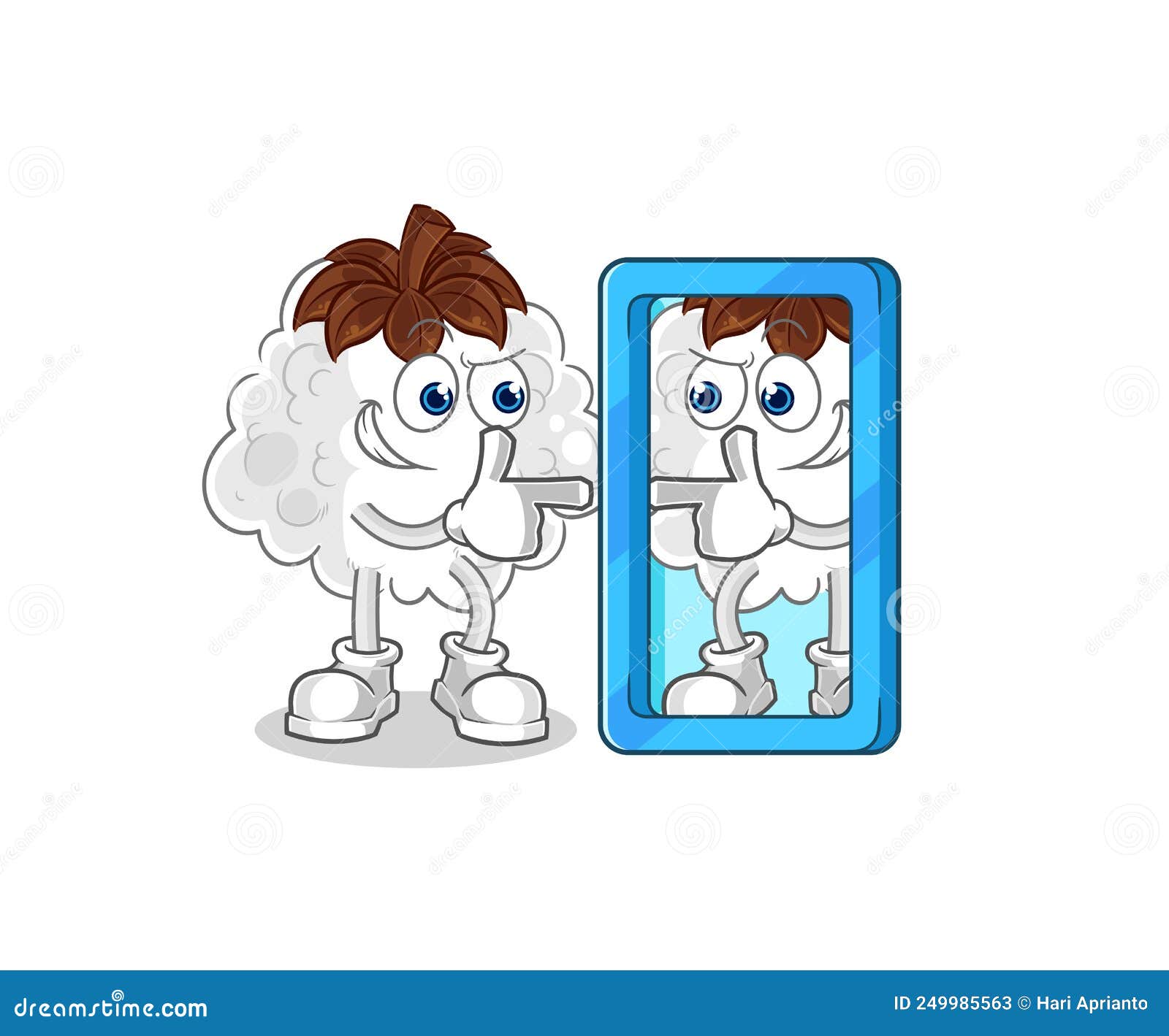 Cotton Looking into Mirror Cartoon. Cartoon Mascot Vector Stock Vector ...