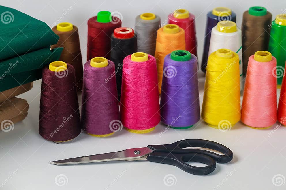 Cotton Multicolor Thread Spools for Sewing. Stock Image - Image of ...
