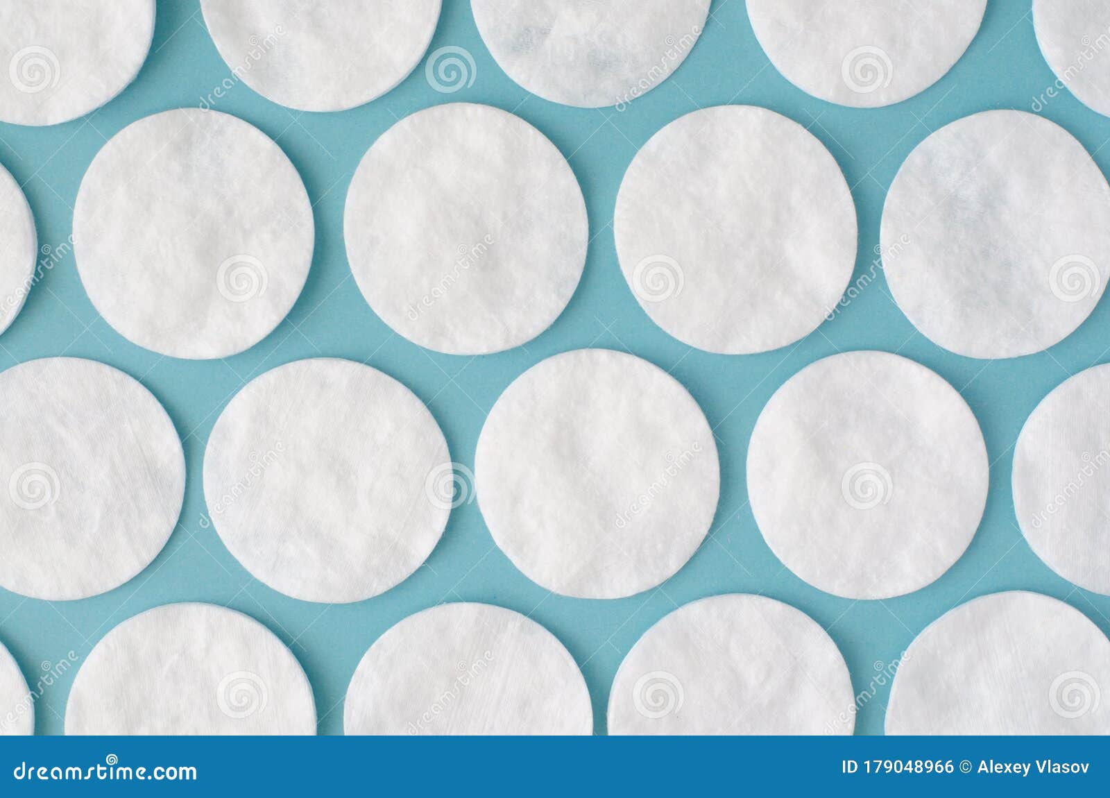 Cotton Pads on Blue Background. Cotton Pad Pattern Stock Photo - Image ...