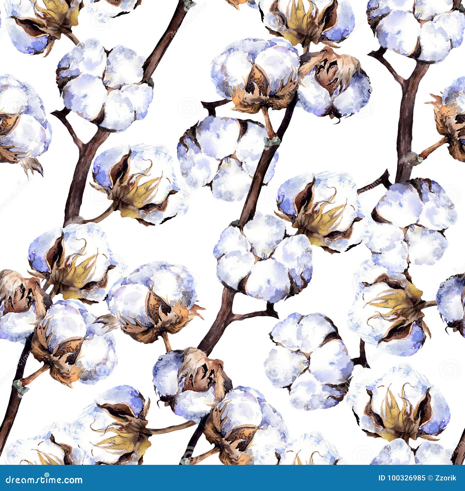 Cotton Plant Branches. Repeating Pattern Stock Image - Image of ...