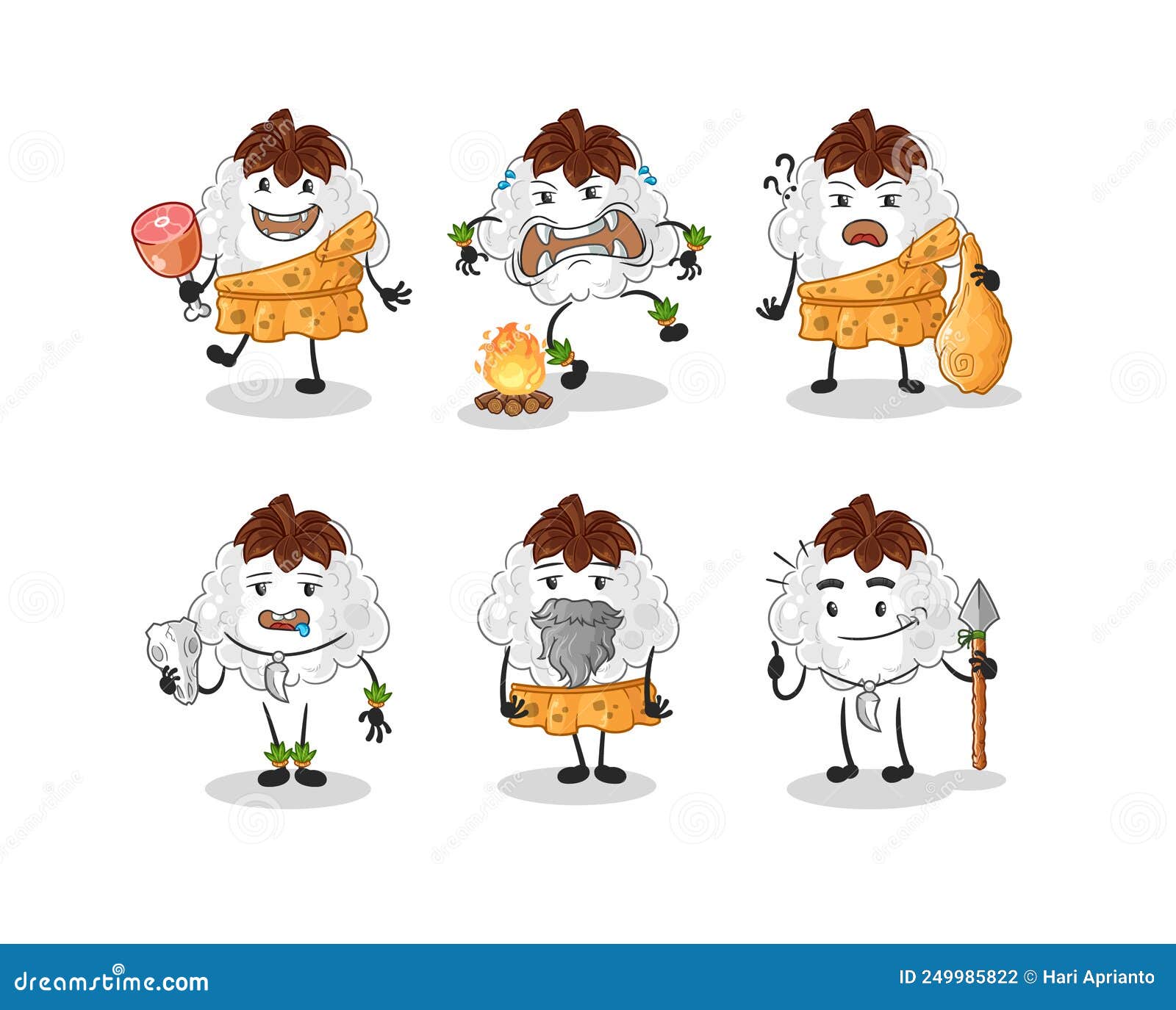 Cotton Primitive Man Group Character. Mascot Vector Stock Vector ...