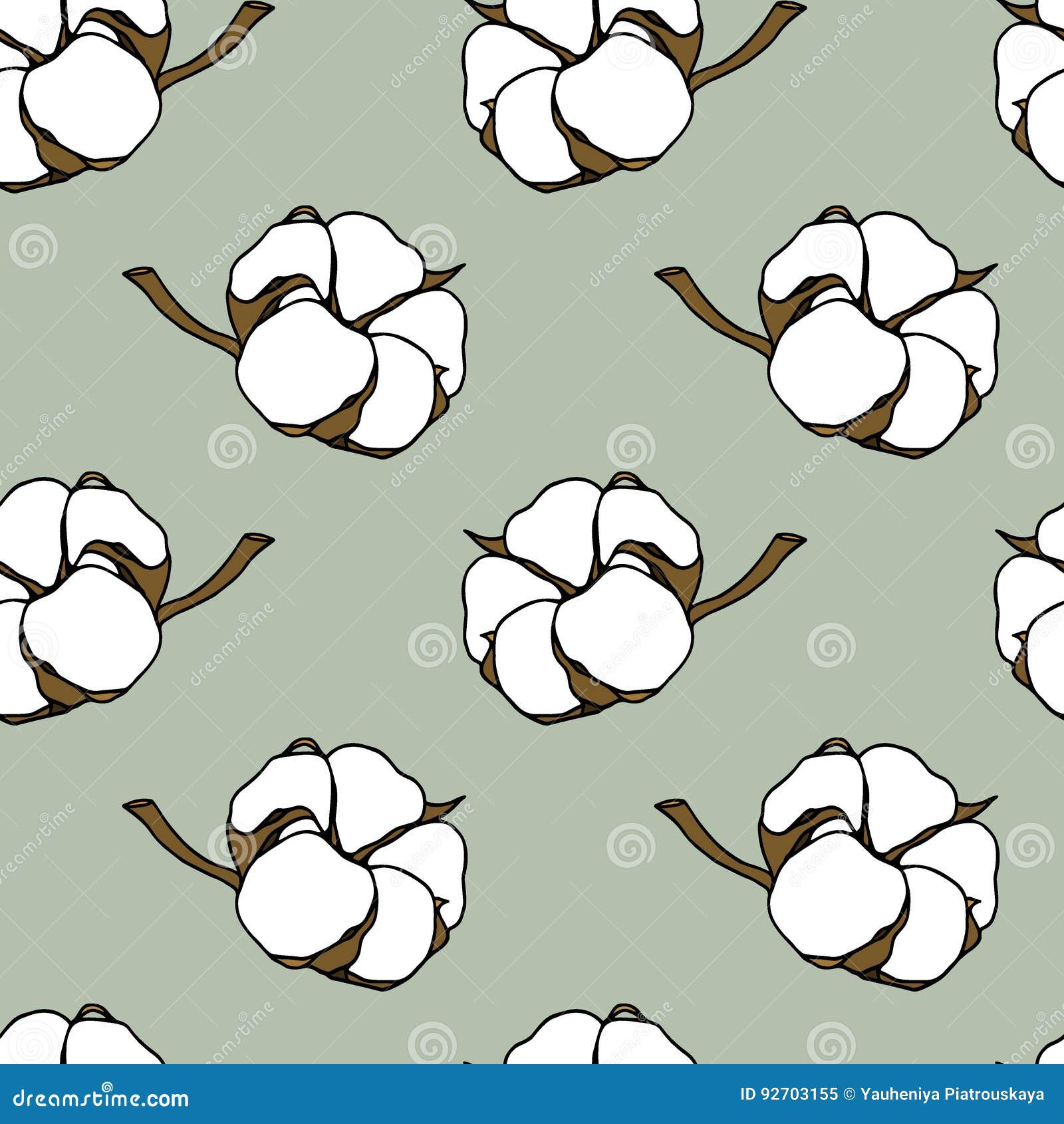 Cotton seamless pattern stock vector. Illustration of fluffy - 92703155