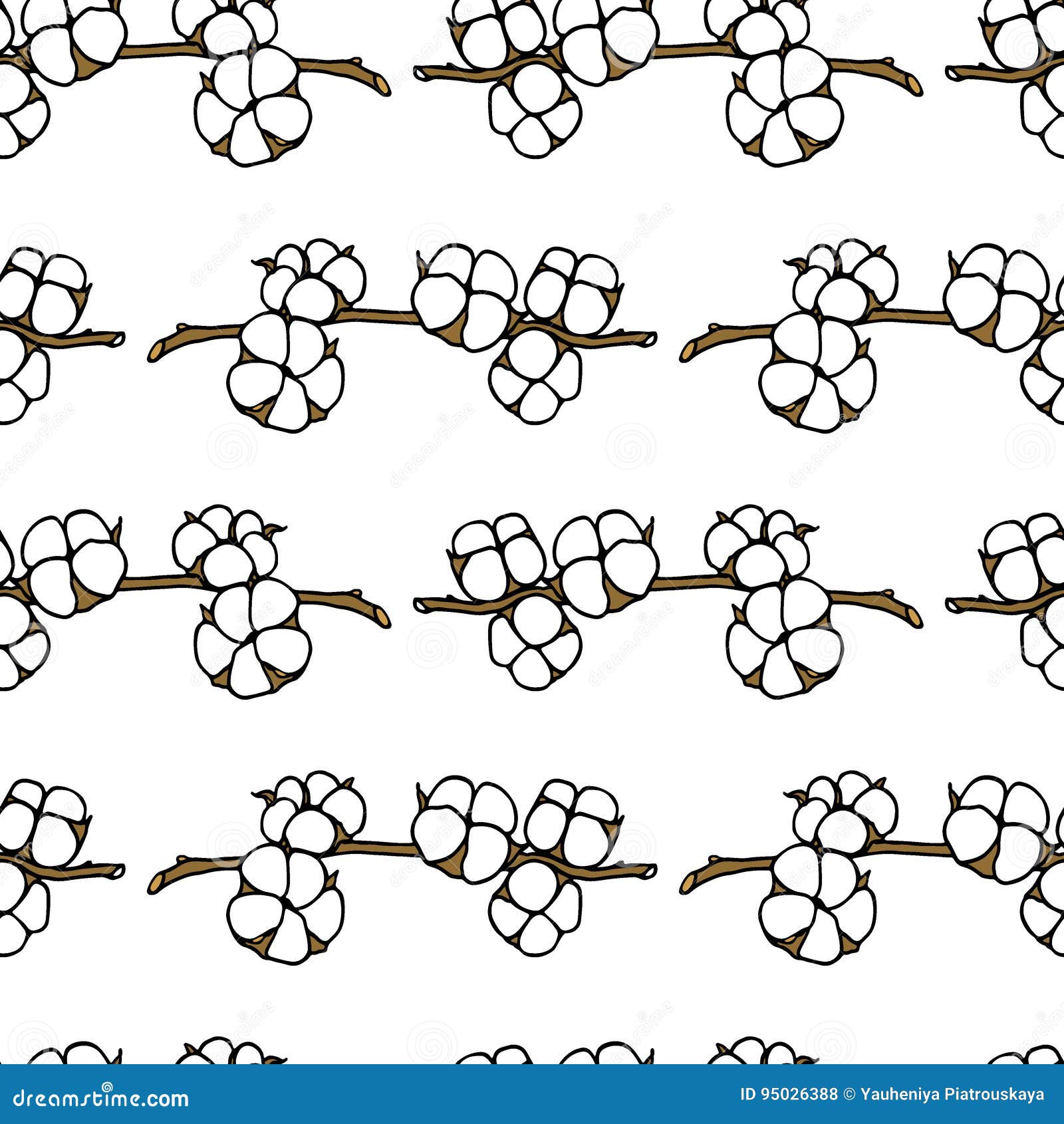 Cotton seamless pattern stock vector. Illustration of agriculture ...