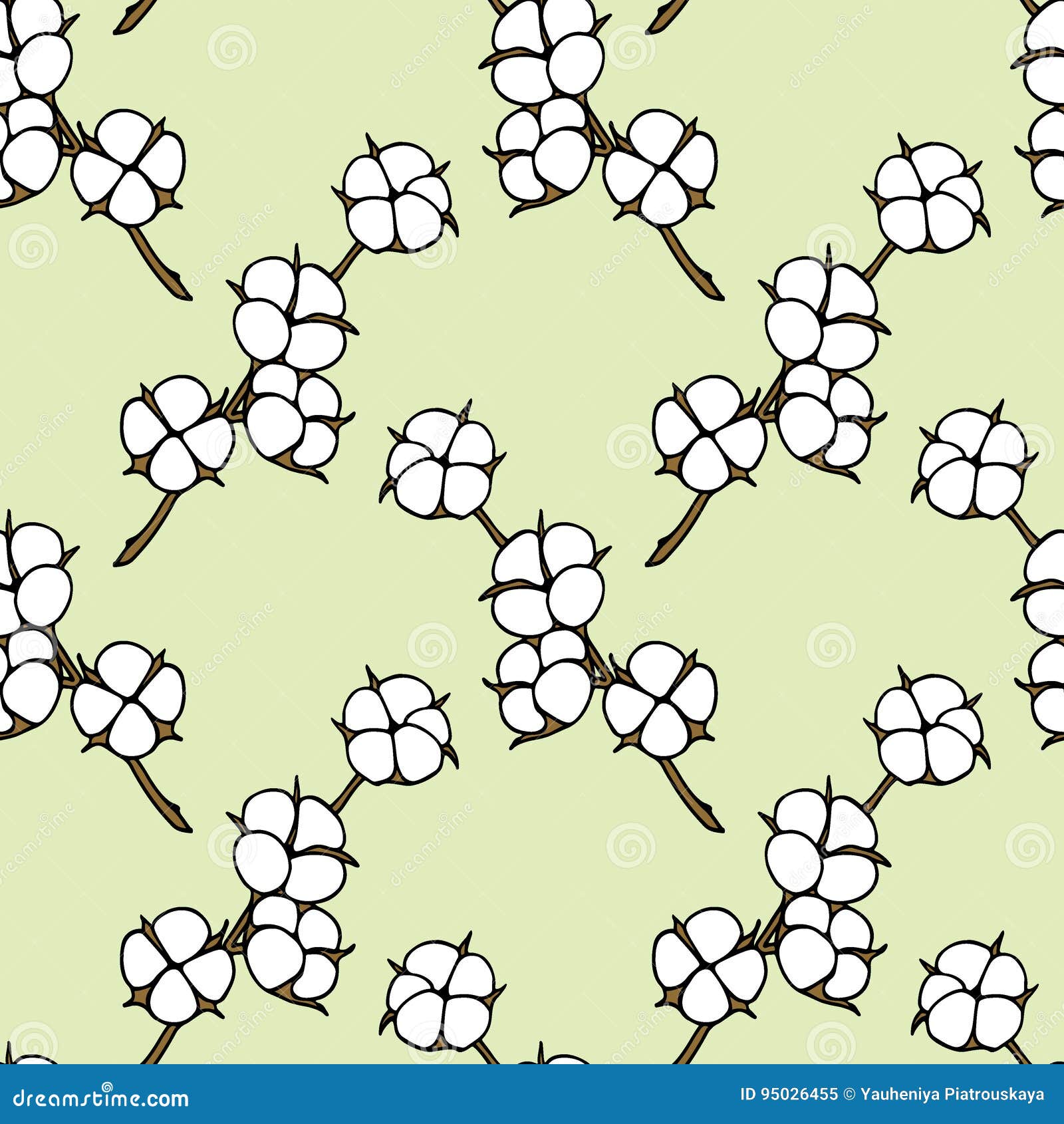 Cotton seamless pattern stock vector. Illustration of endless - 95026455