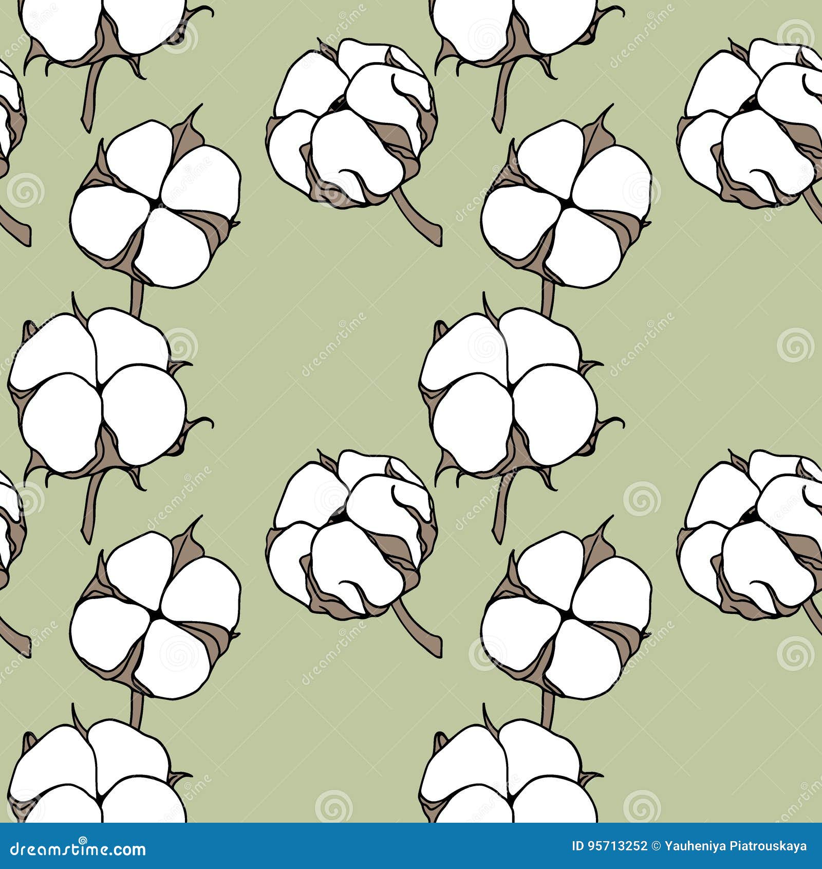 Cotton seamless pattern stock vector. Illustration of beautiful - 95713252