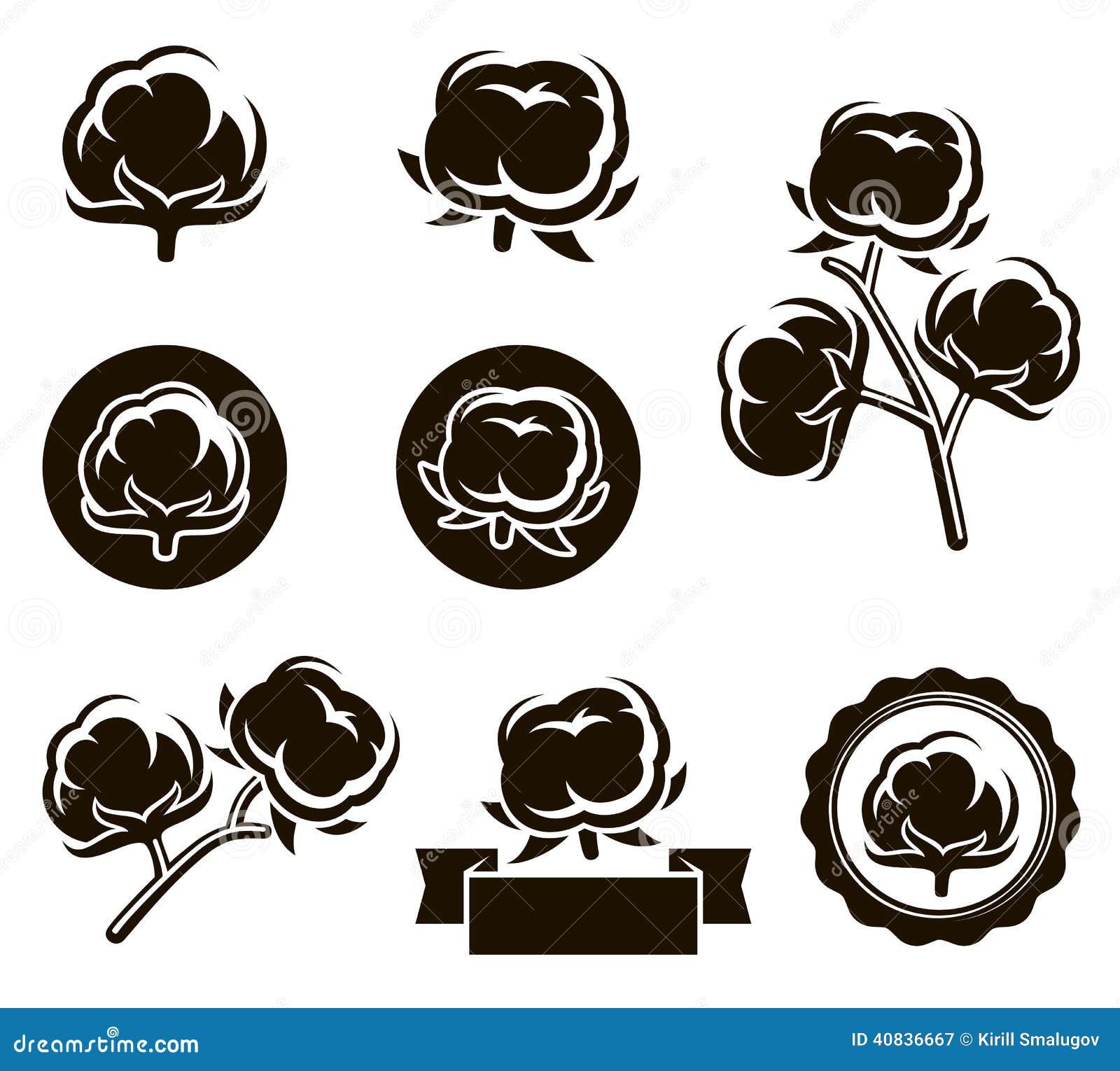 Cotton set. Vector stock vector. Illustration of silhouette - 40836667