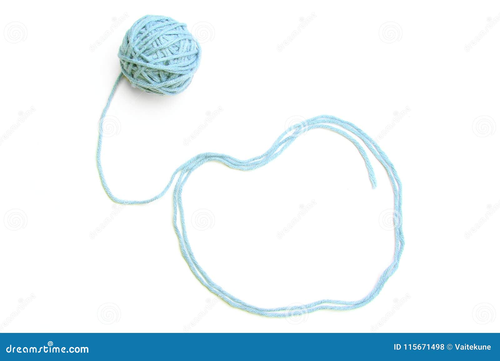 Cloud Made of Blue Thread and Thread Ball Isolated on White Background ...