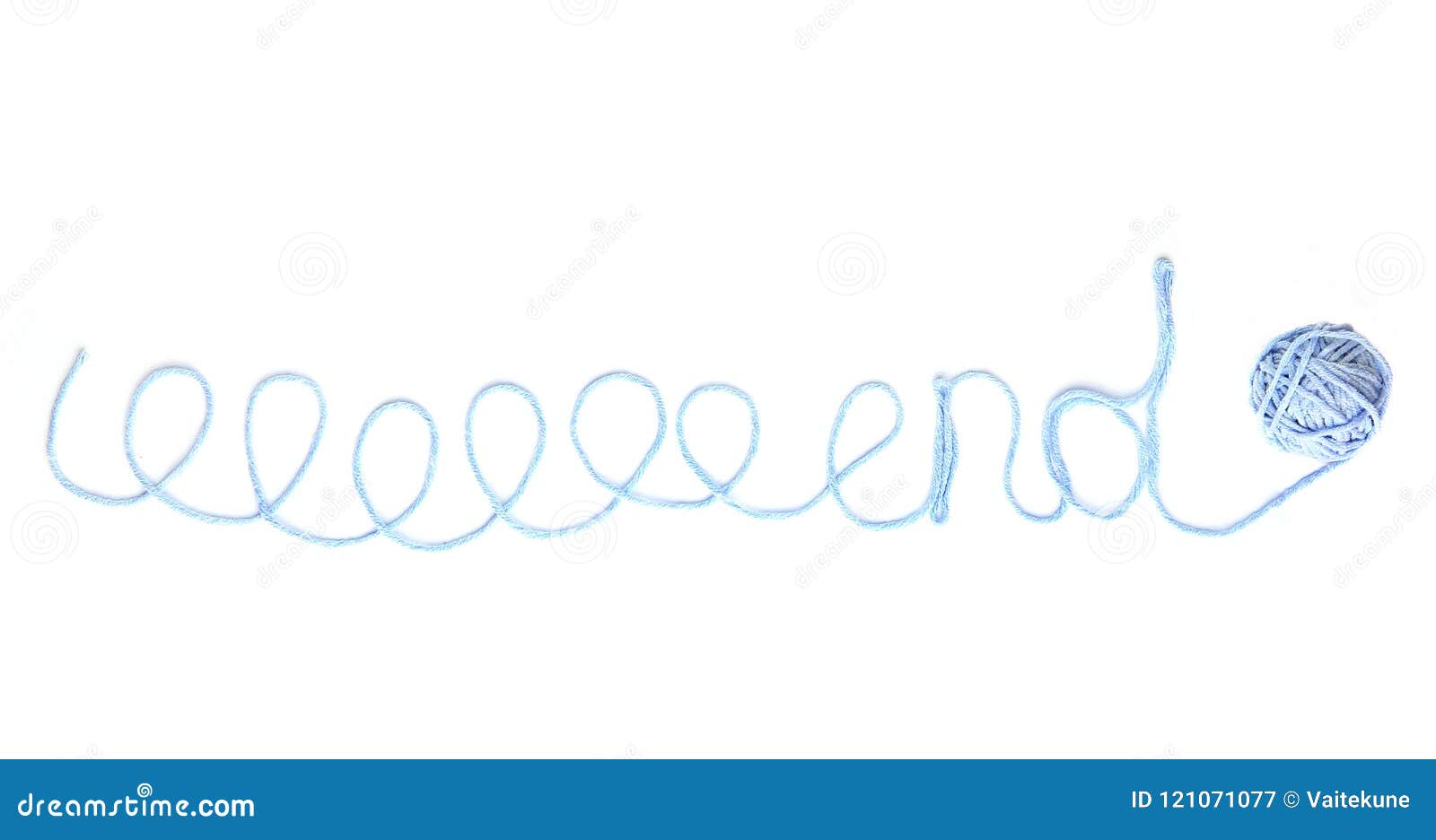 Word End Made of Blue Thread and Thread Ball Isolated on White ...