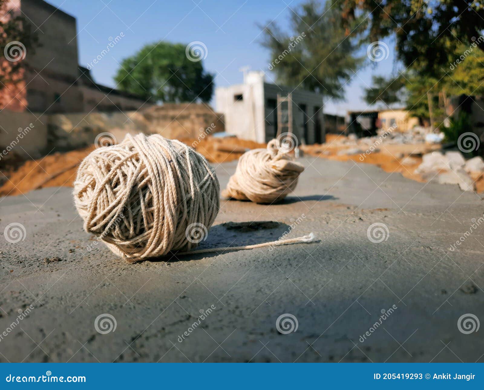 Cotton Thread Roll on Wall on a Construction Site Stock Image - Image ...