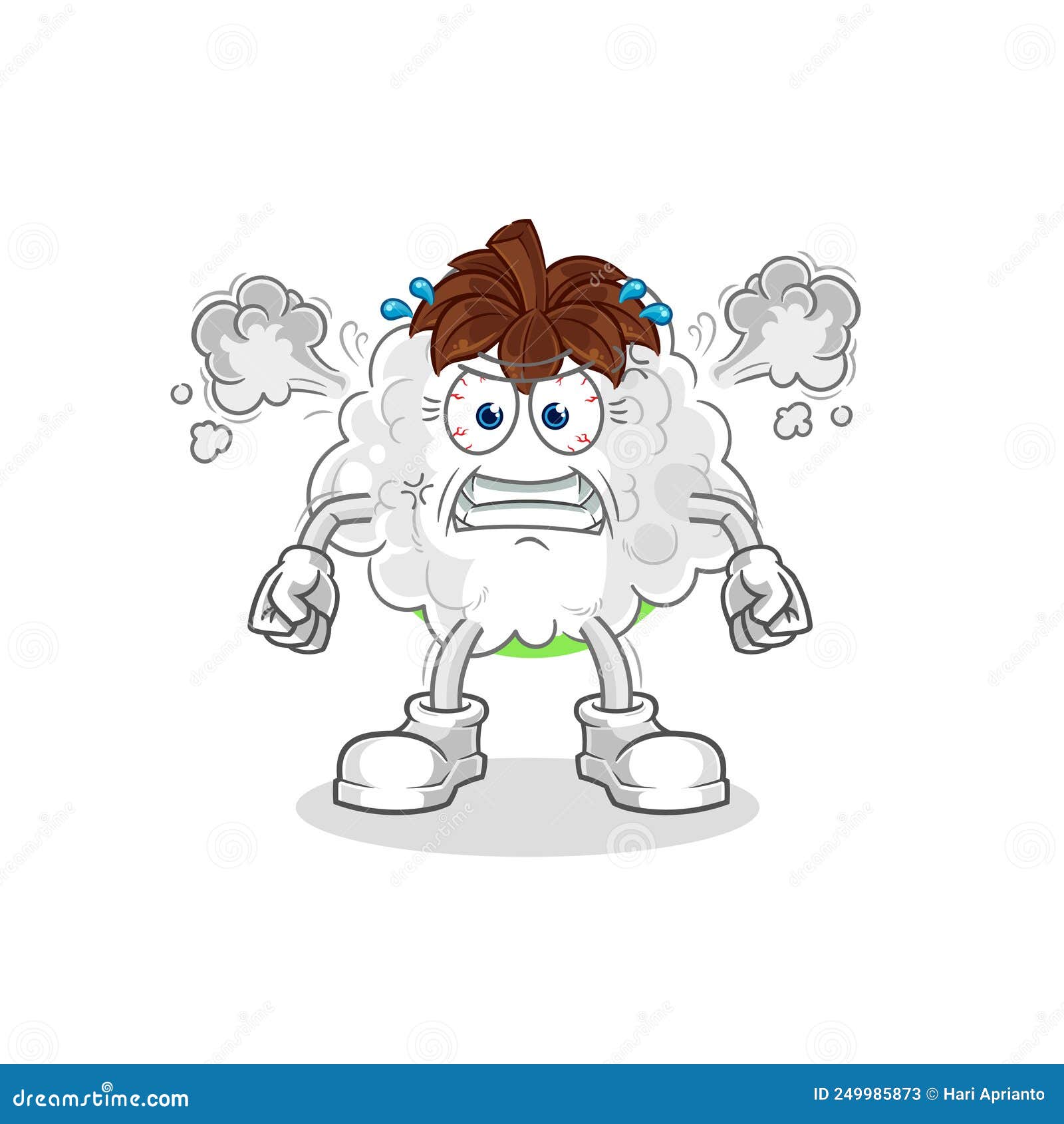Cotton Very Angry Mascot. Cartoon Vector Stock Vector - Illustration of ...