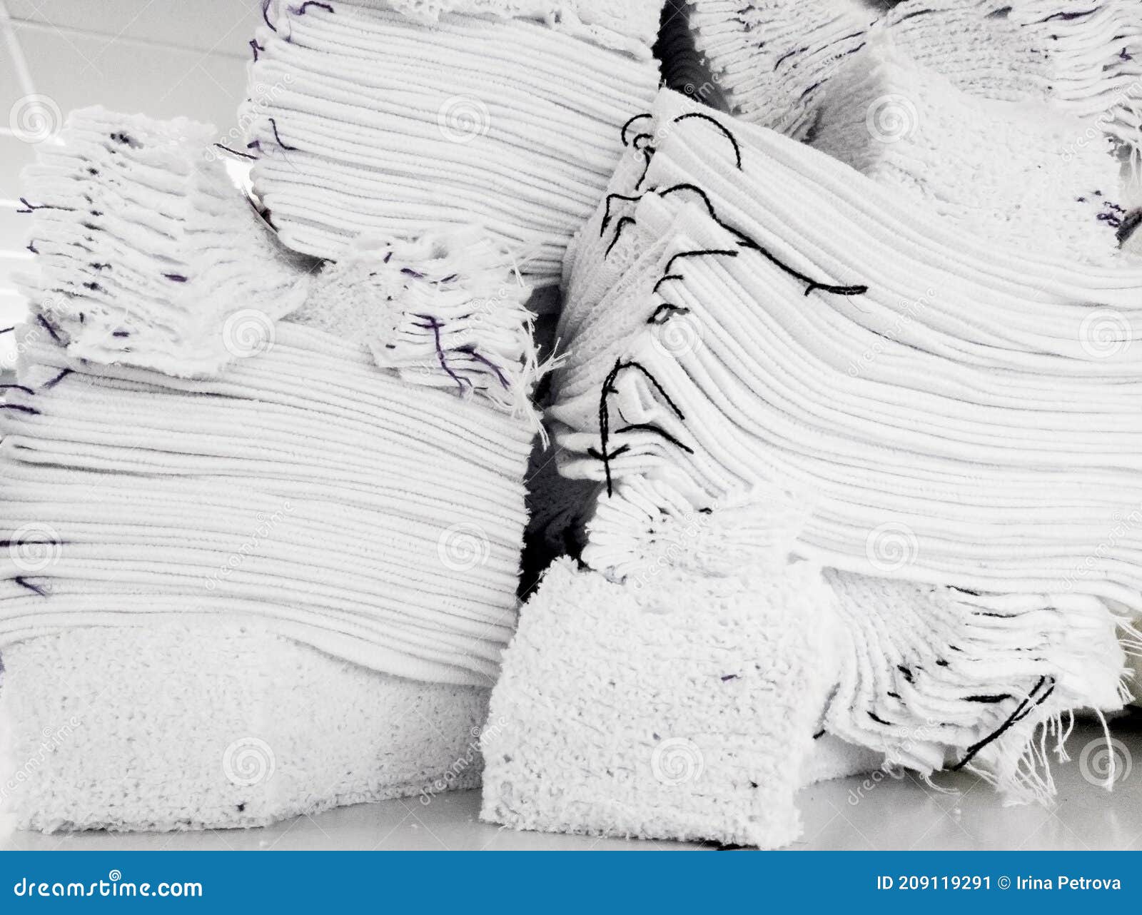 Cotton White Knitted Parts are Stacked for Further Processing Stock ...