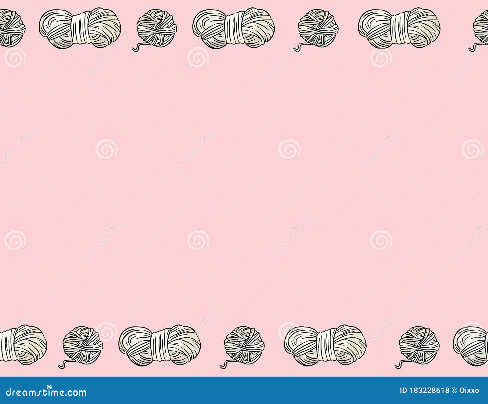 Cotton Yarn Threads Comic Style Doodles Seamless Border Pattern. Cozy ...