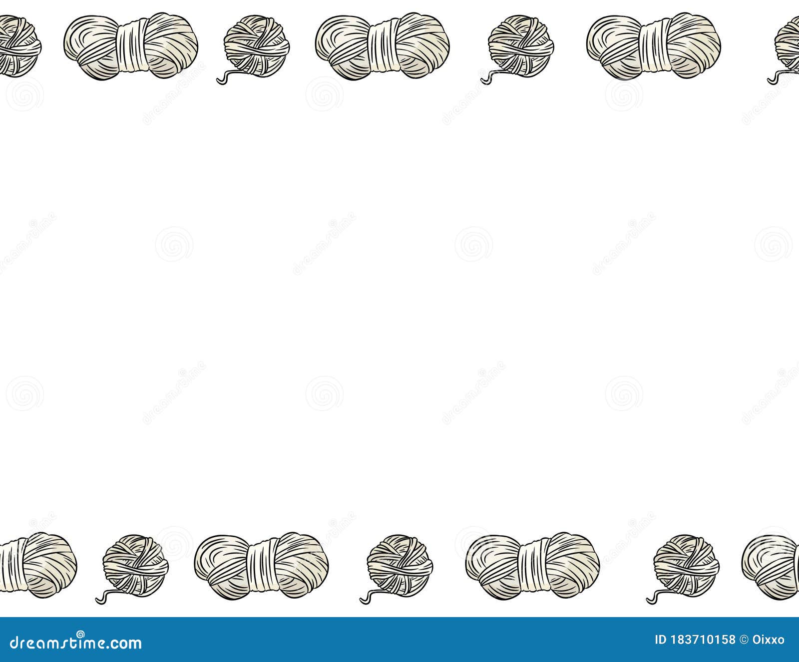 Cotton Yarn Threads Comic Style Doodles Seamless Border Pattern. Cozy ...