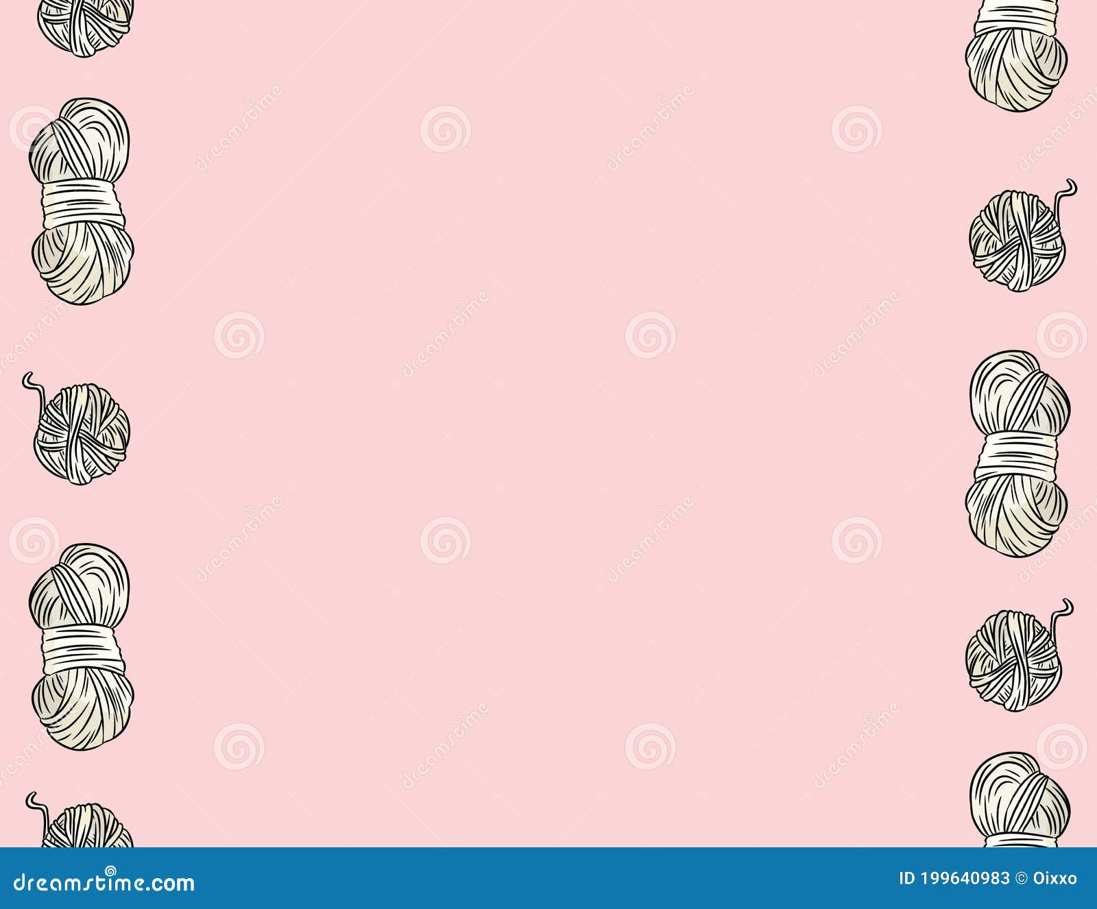 Cotton Yarn Threads Comic Style Doodles Seamless Border Pattern. Cozy ...