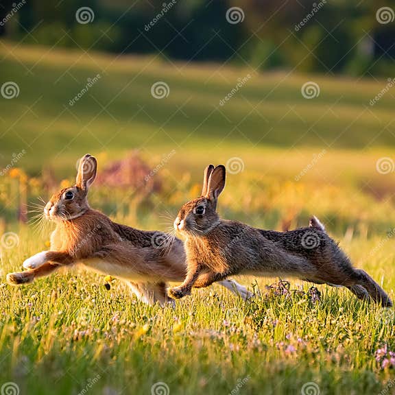 Cottontail Rabbit Running, AI Generated Stock Illustration ...