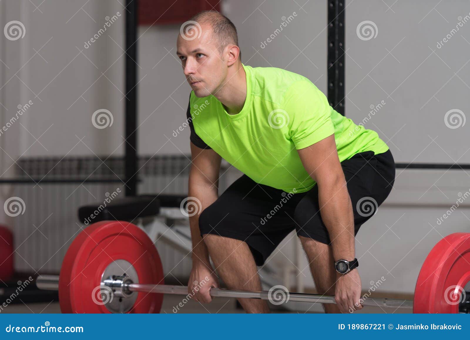 Couch Exercising Back with Barbell in Gym Stock Image - Image of back ...