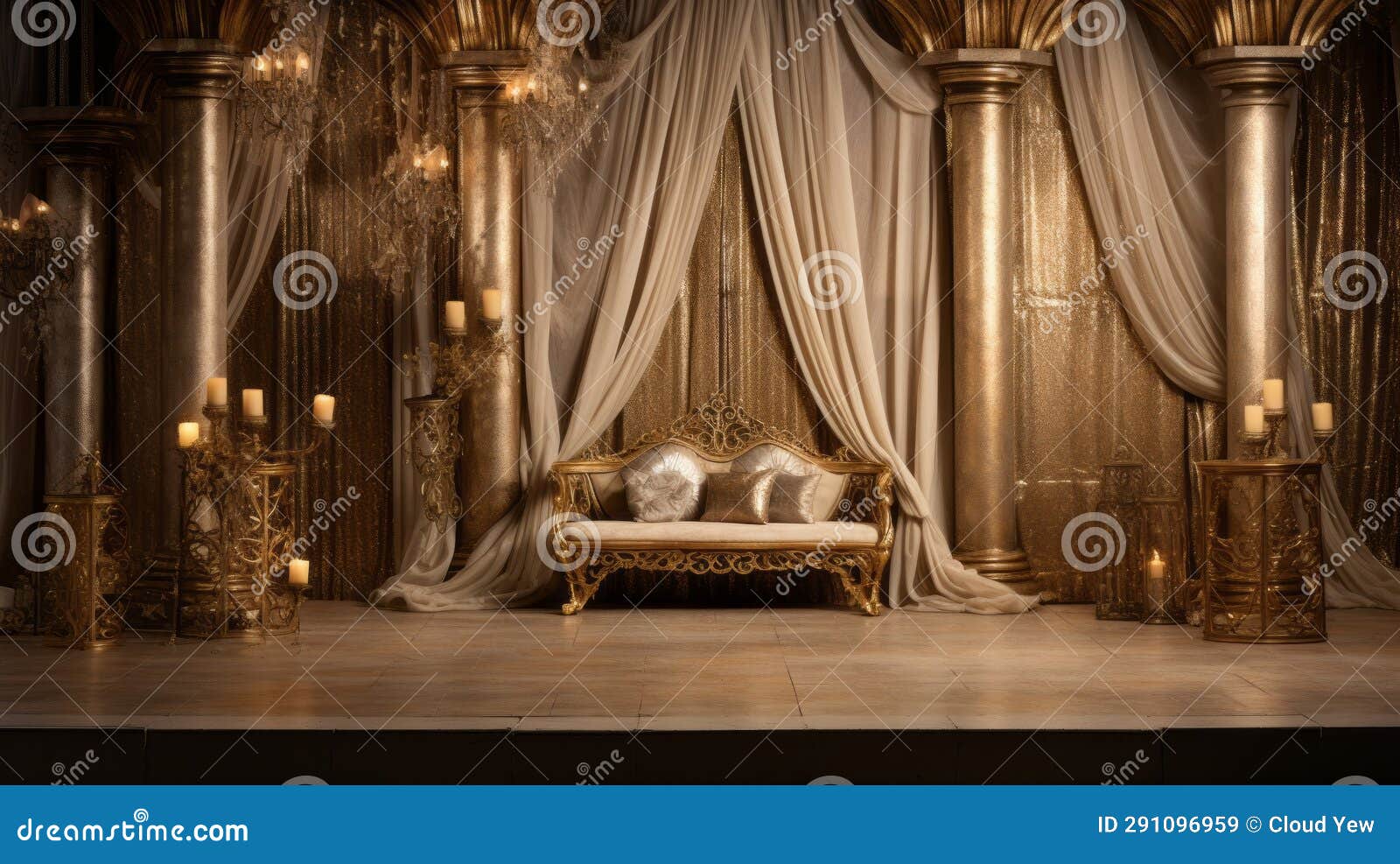 Couch in Front of a Stage with Curtains Stock Illustration ...