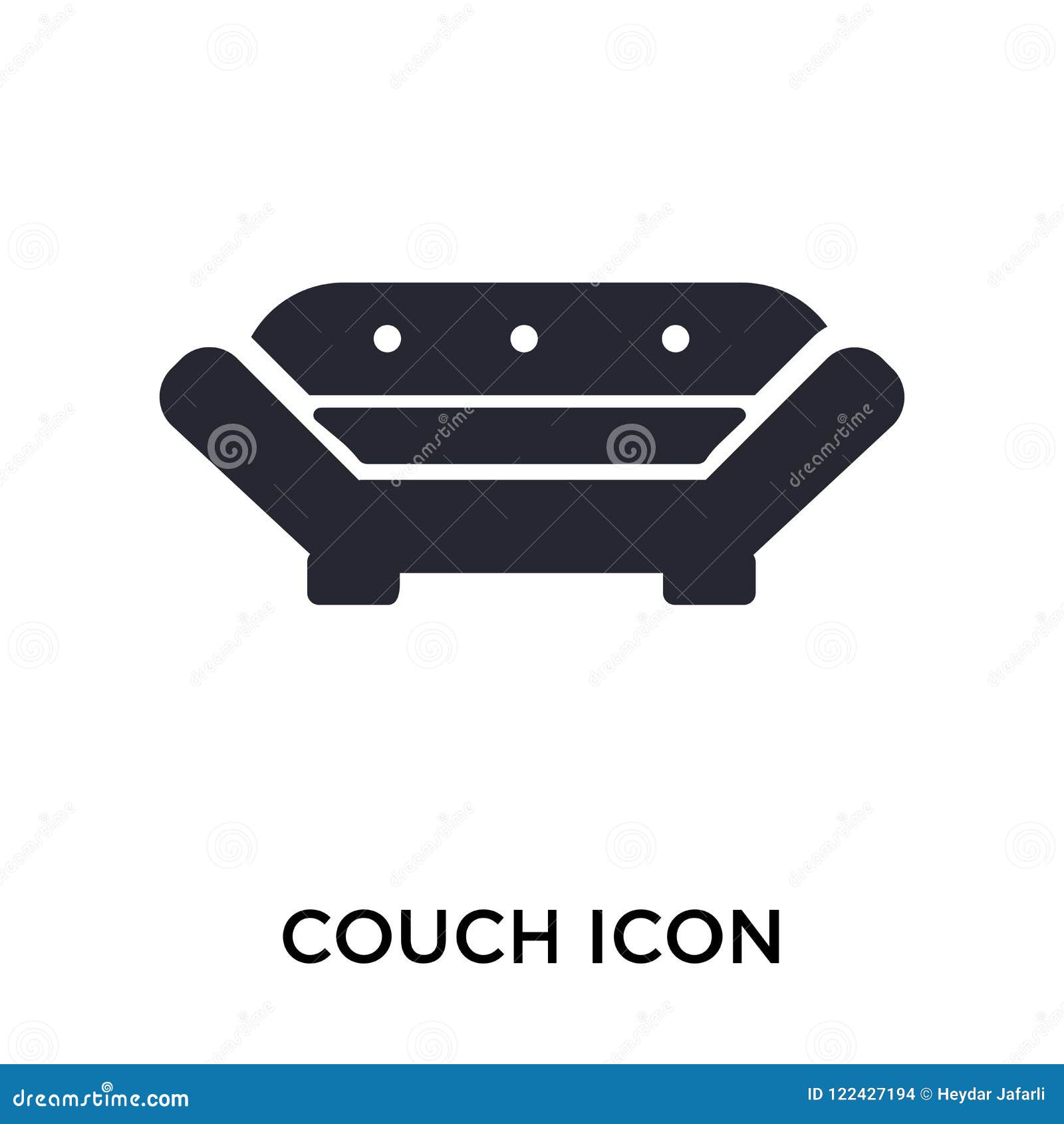 Couch Icon Vector Sign and Symbol Isolated on White Background, Stock ...