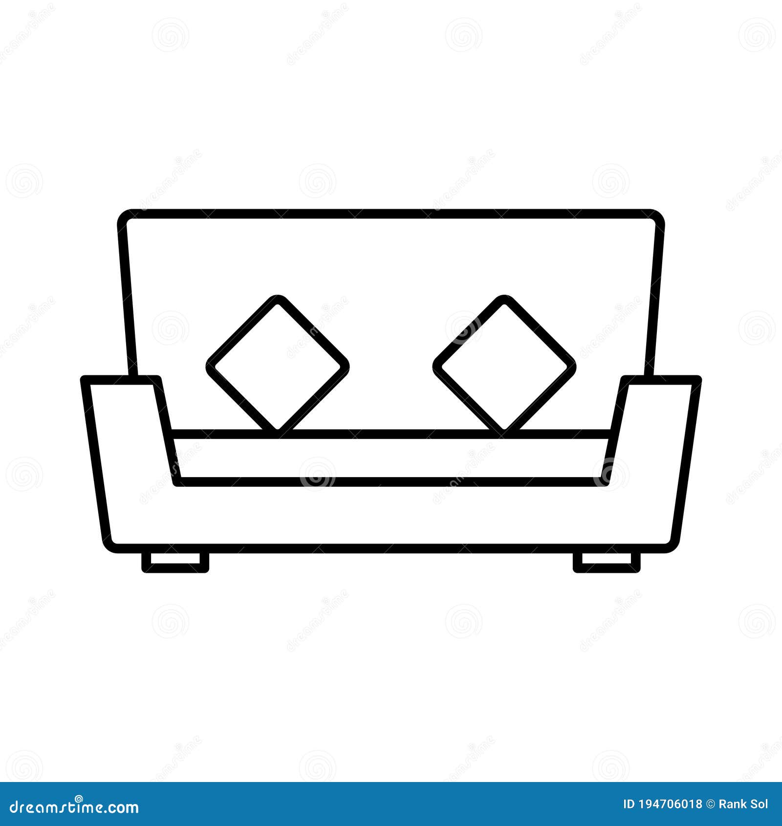 Couch Outline Icon. Hand Drawn Sketch Sofa. Vector Illustration ...