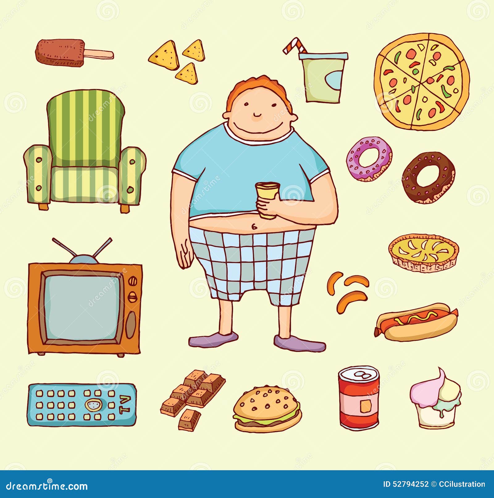 Couch Potato Cartoon. Vector Illustration Stock Vector - Illustration ...
