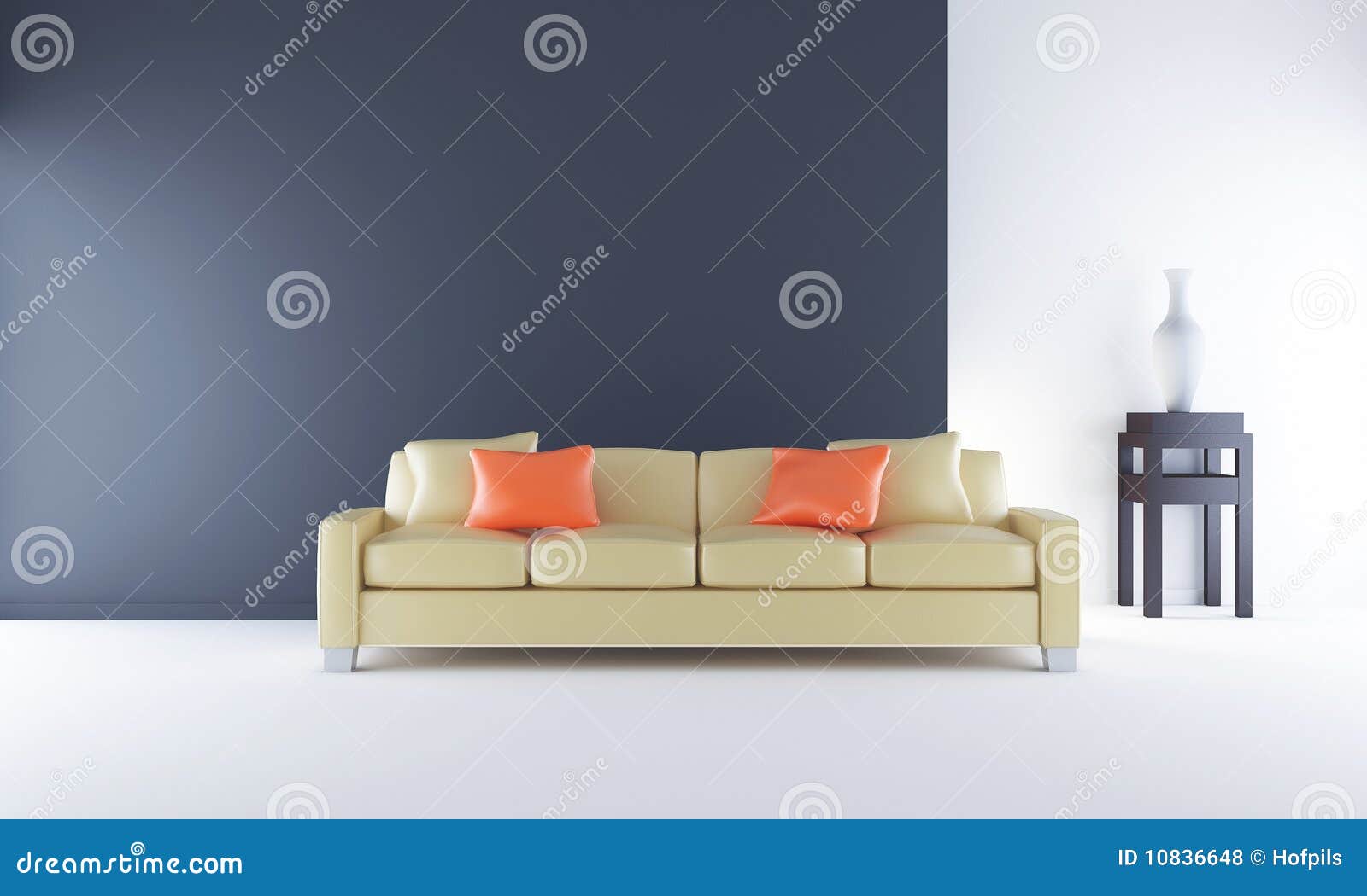 Couch To Face a Blank Black Wall Stock Illustration - Illustration of ...