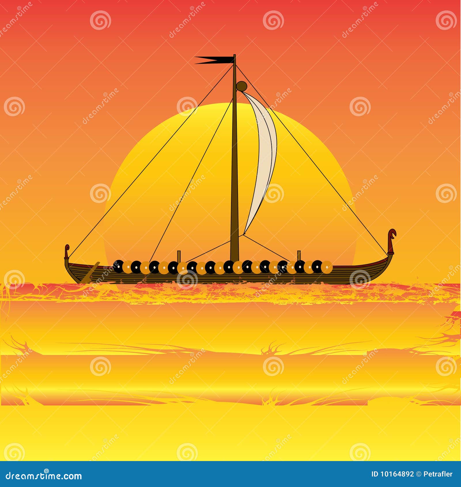 Coucher Du Soleil De Viking Illustration de Vecteur - Illustration du ...