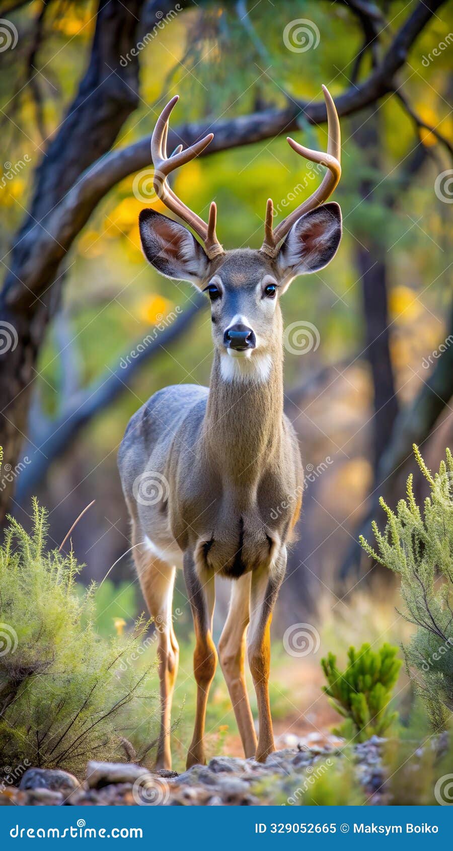 Coues Deer looks forest stock illustration. Illustration of bison ...