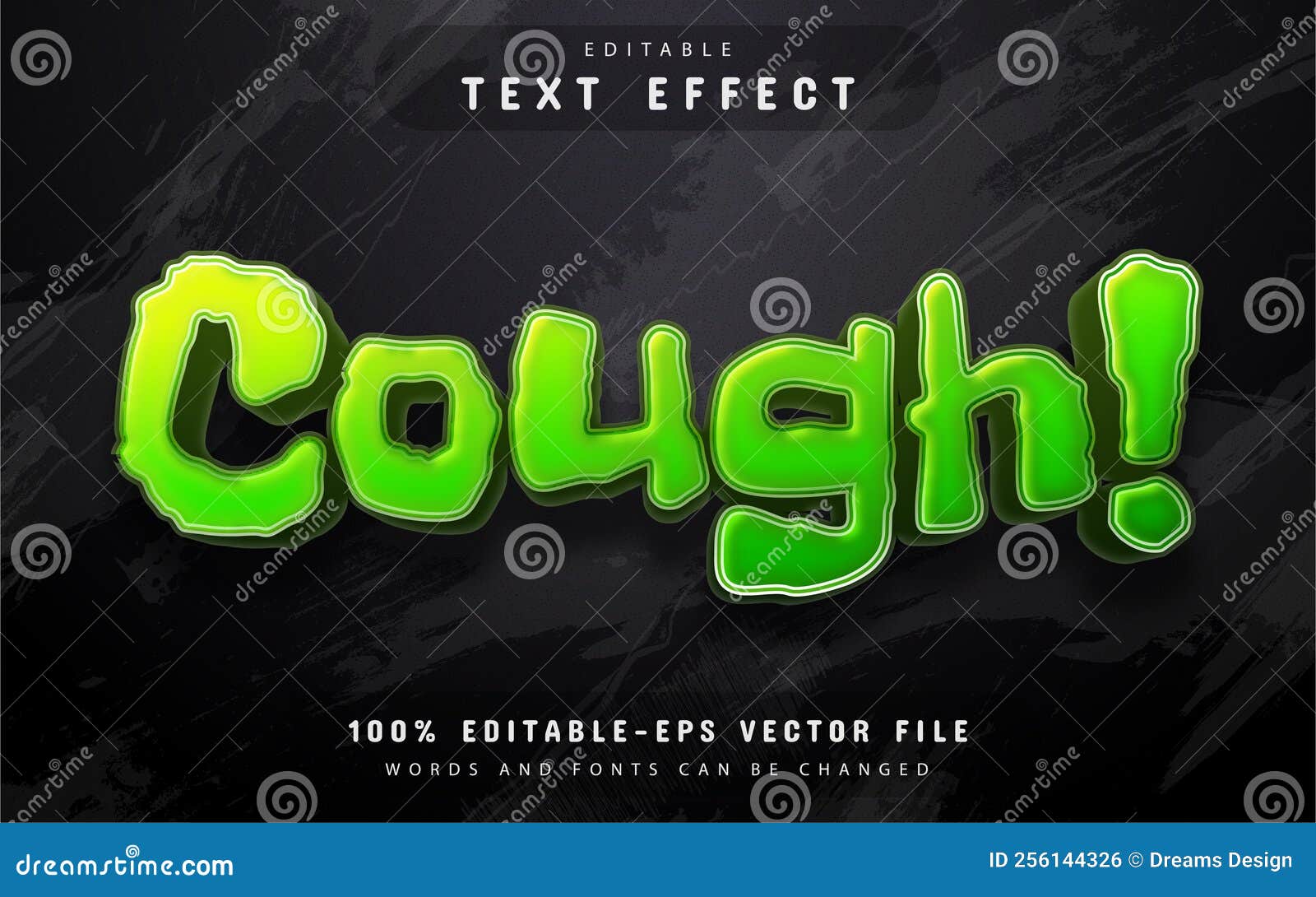 Cough 3d Text Effect Editable Stock Vector - Illustration of typography ...