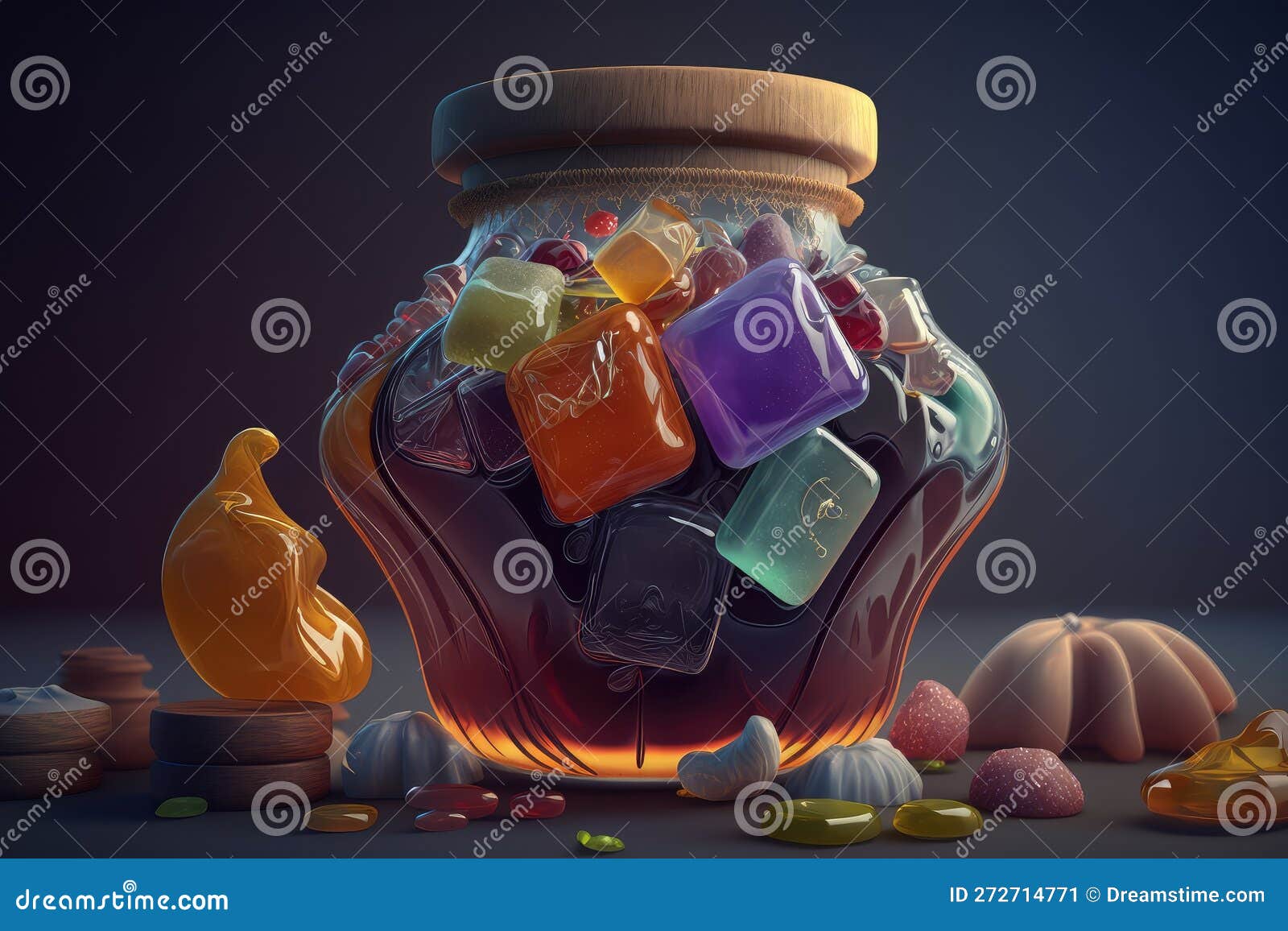 Cough Drop Jar, Overflowing with Different Flavors and Shapes Stock ...