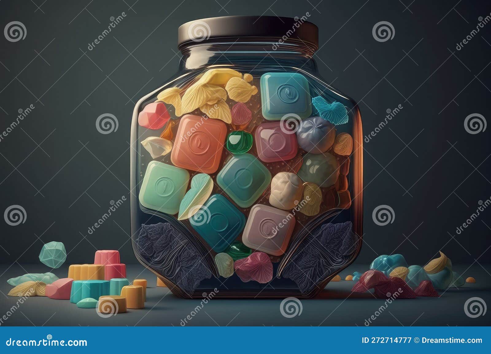 Cough Drop Jar, Overflowing With Different Flavors And Shapes Royalty ...