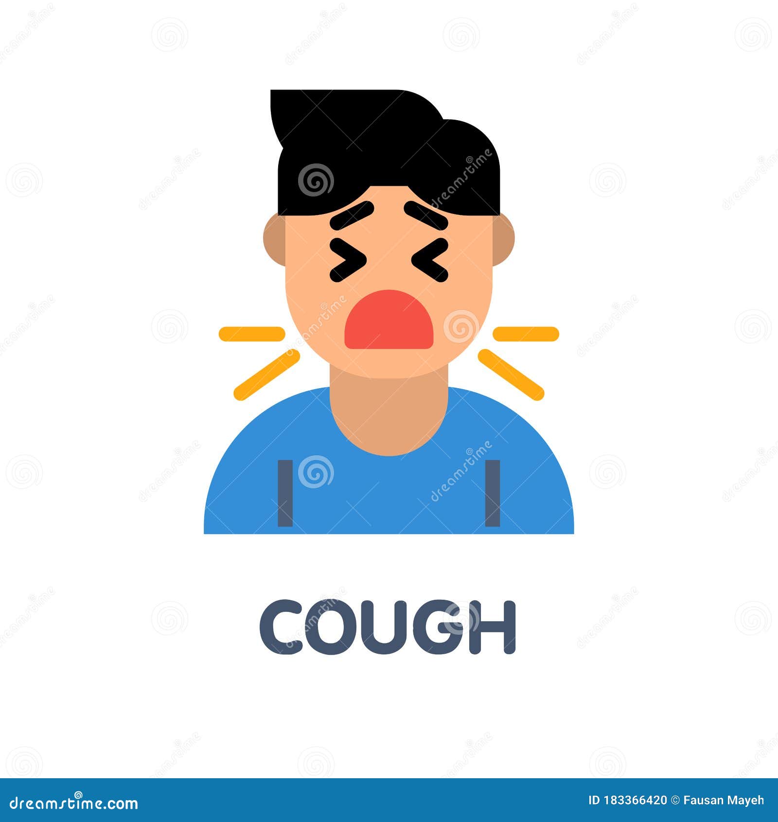 Cough Flat Icon Style Design Illustration on White Background Stock Vector - Illustration of ...
