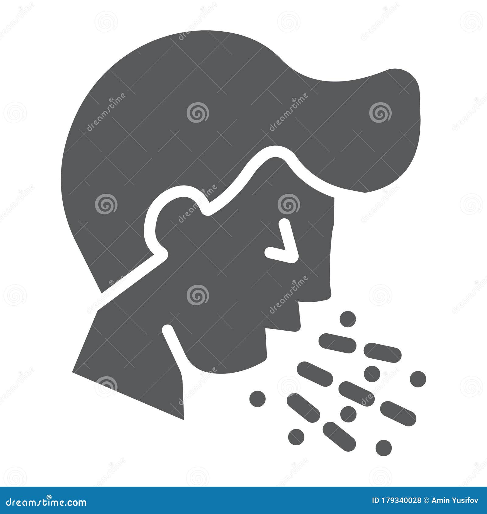 Cough Glyph Icon, Coronavirus and Flu, Coughing Man Sign, Vector ...