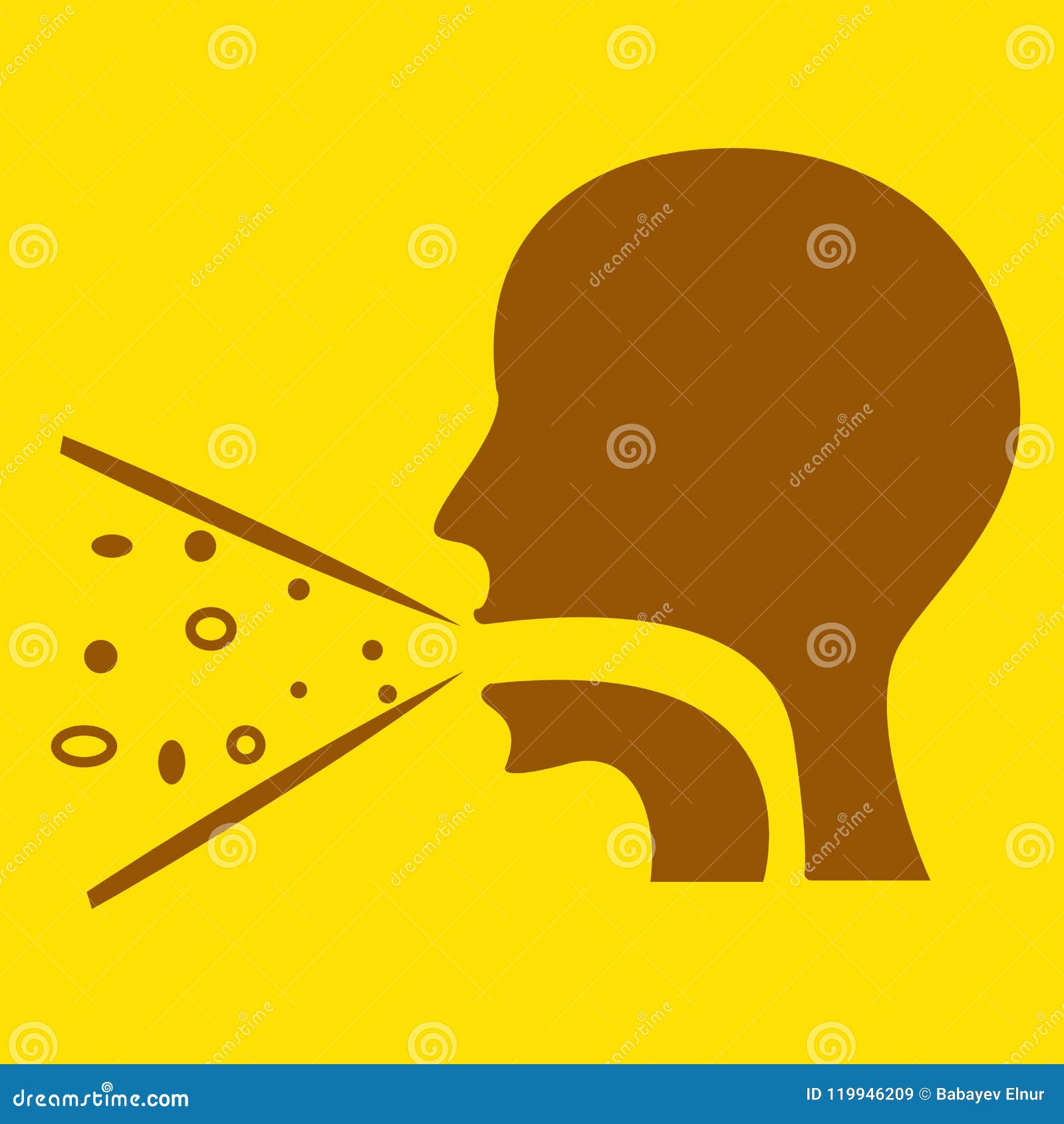 Cough Icon on Yellow Background. Vector Illustration Stock Vector ...