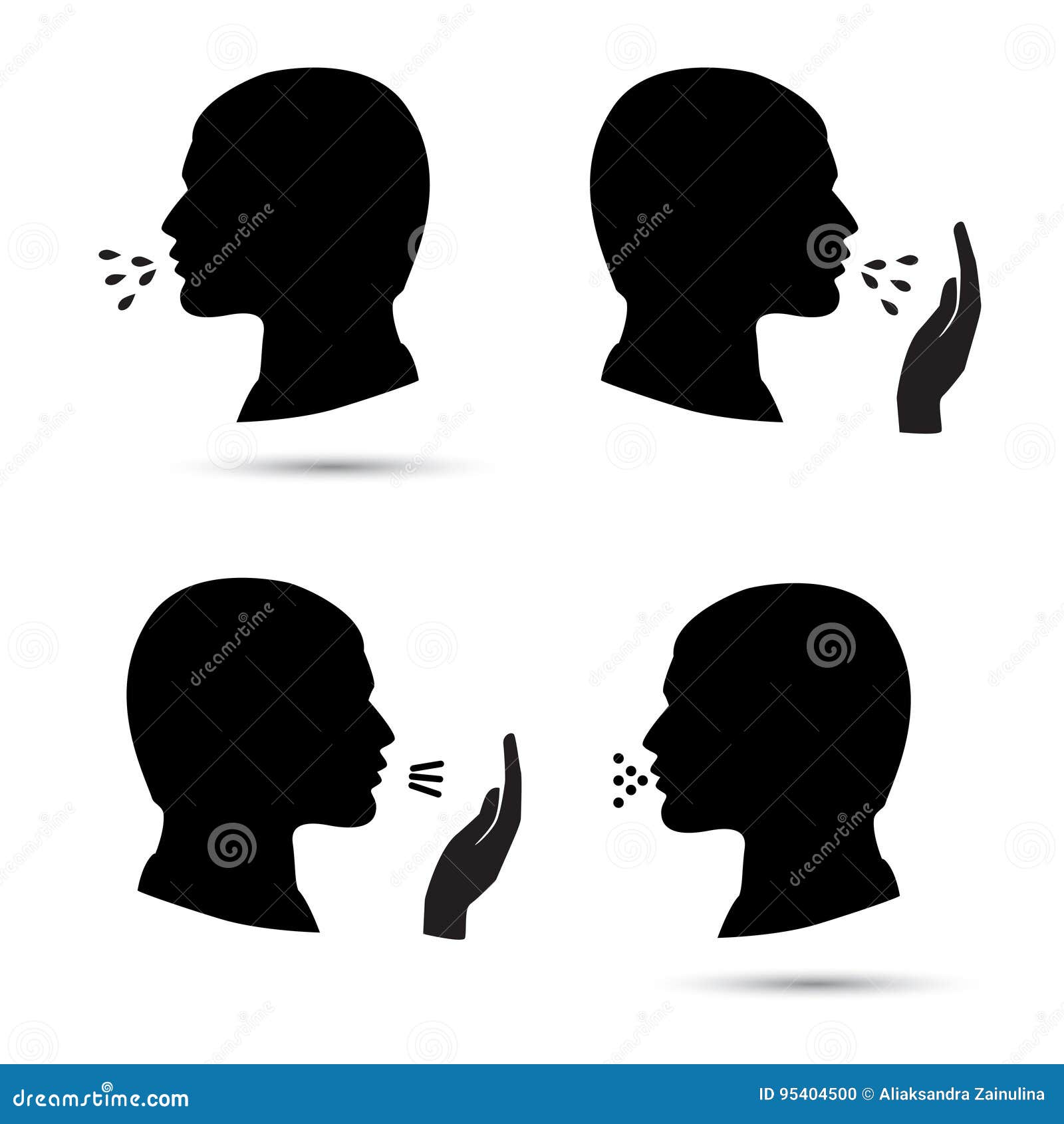 Cough icons set stock vector. Illustration of hand, health - 95404500
