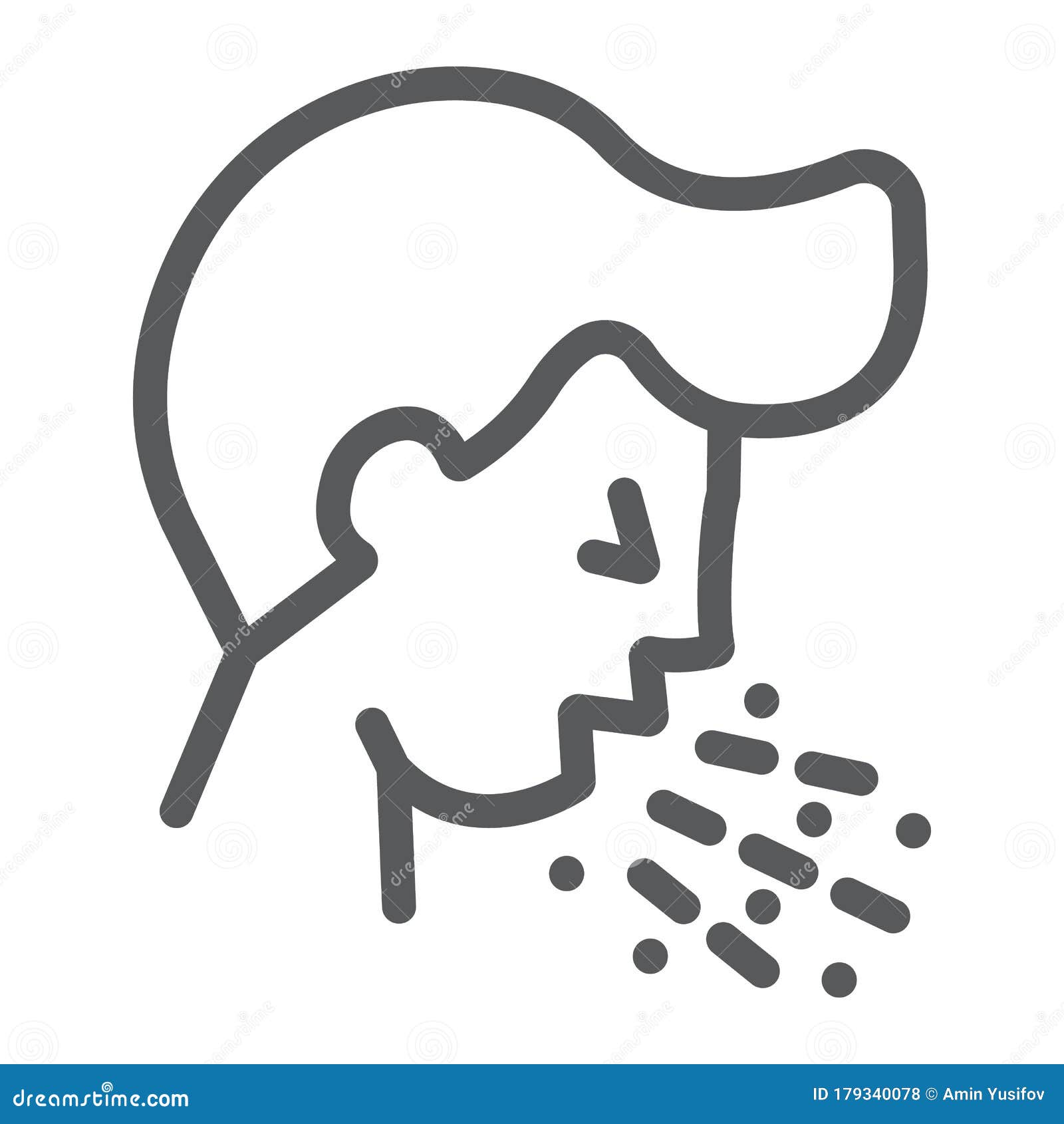 Cough Line Icon, Coronavirus and Flu, Coughing Man Sign, Vector ...