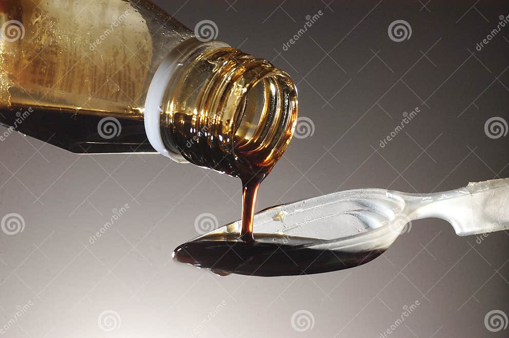 Cough Medine in Horizontal Frame Stock Image - Image of syrup, spoon ...