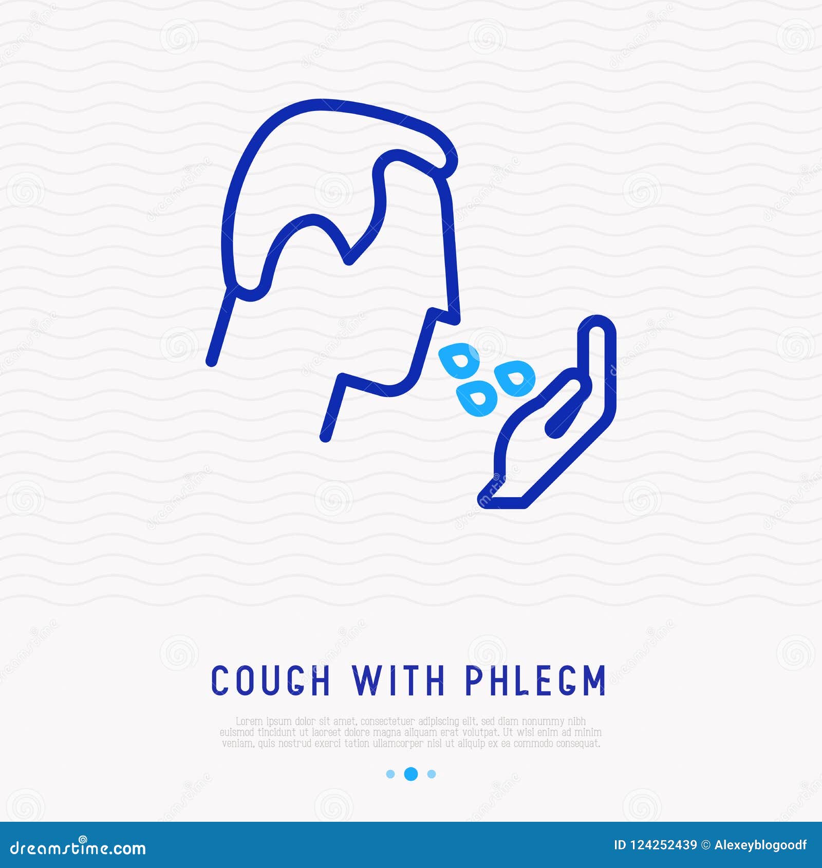 Cough with Phlegm Thin Line Icon Stock Vector - Illustration of cold ...