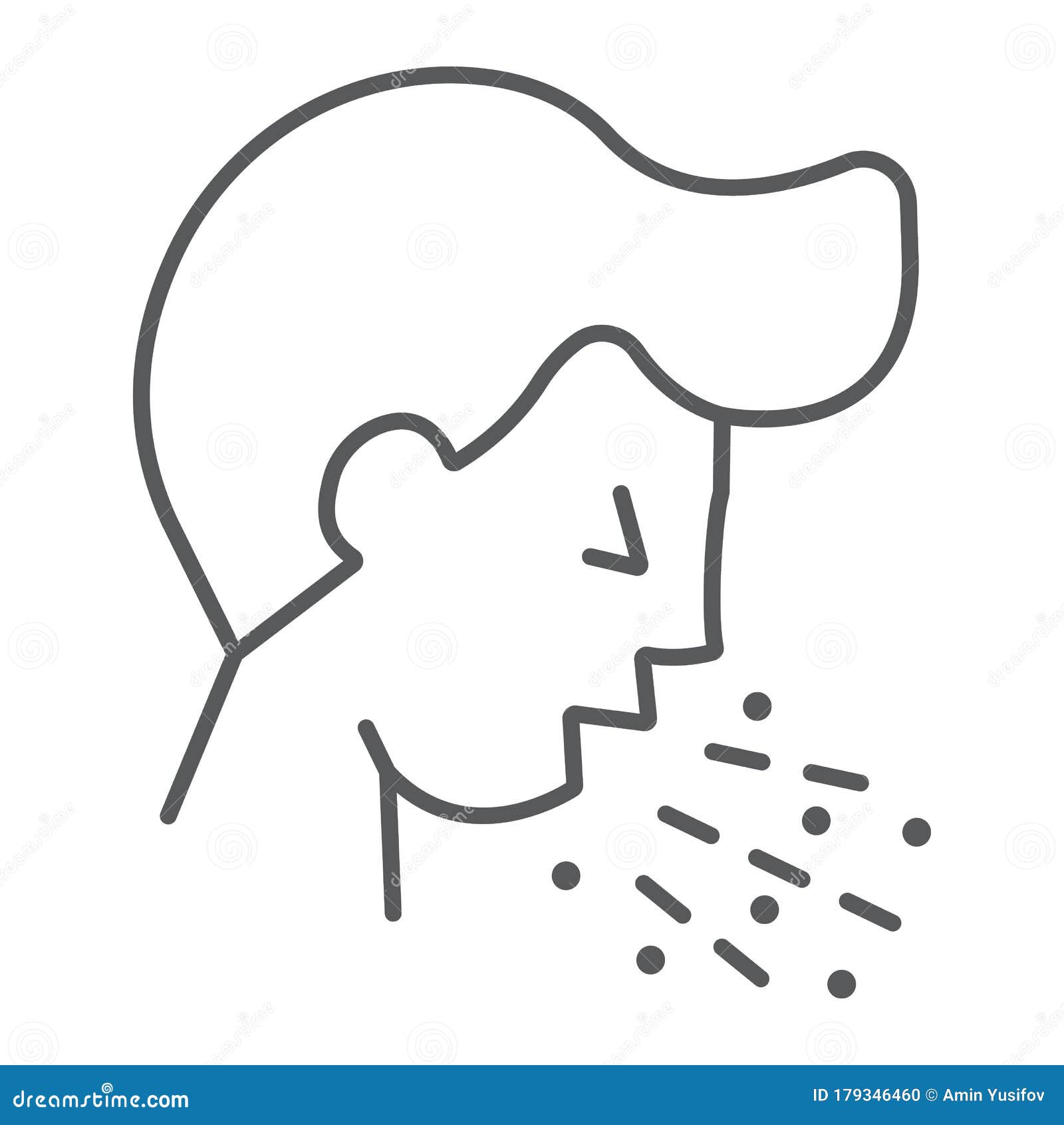 Cough Thin Line Icon, Coronavirus and Flu, Coughing Man Sign, Vector ...
