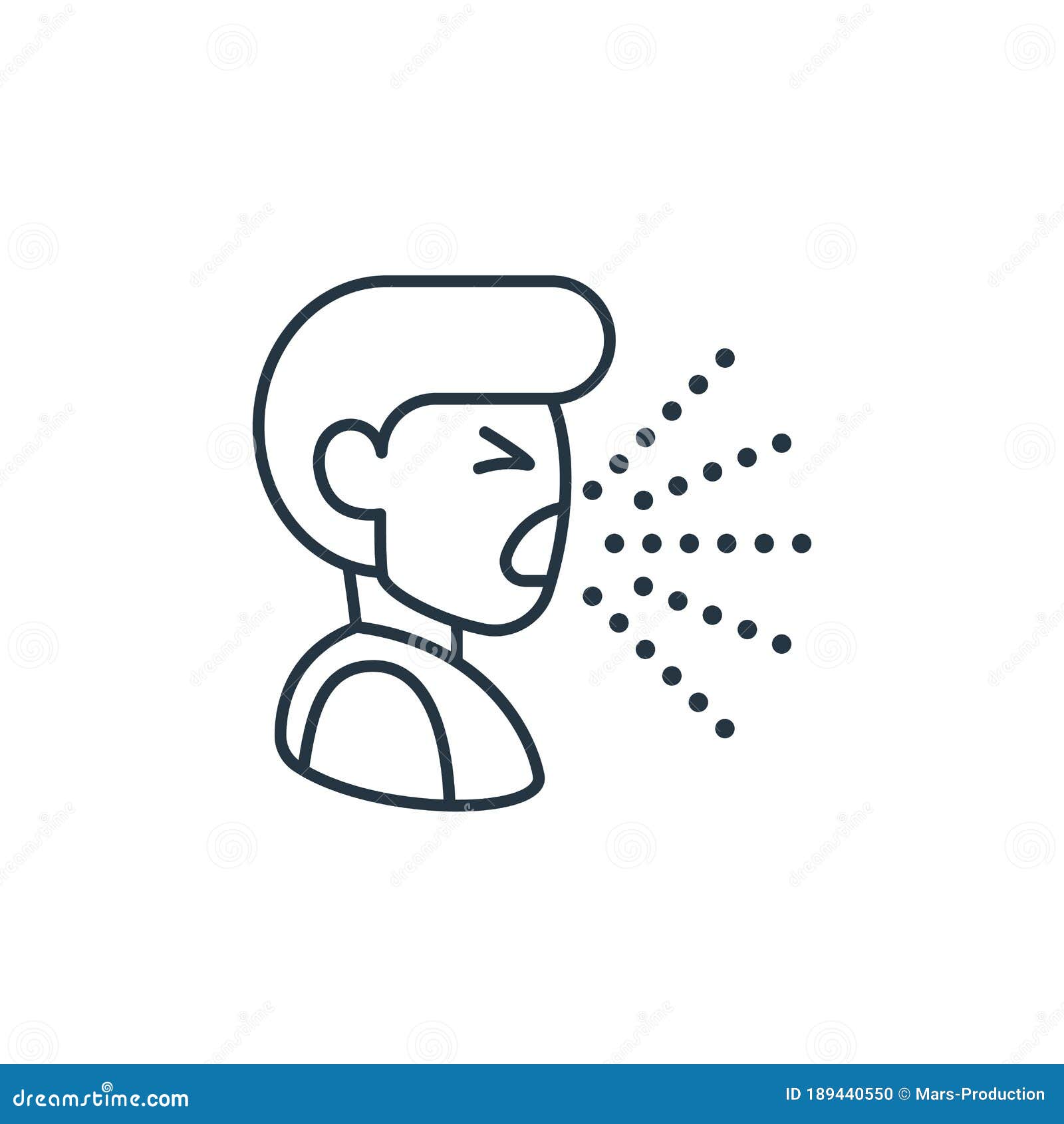 Cough Vector Icon Isolated on White Background. Outline, Thin Line ...